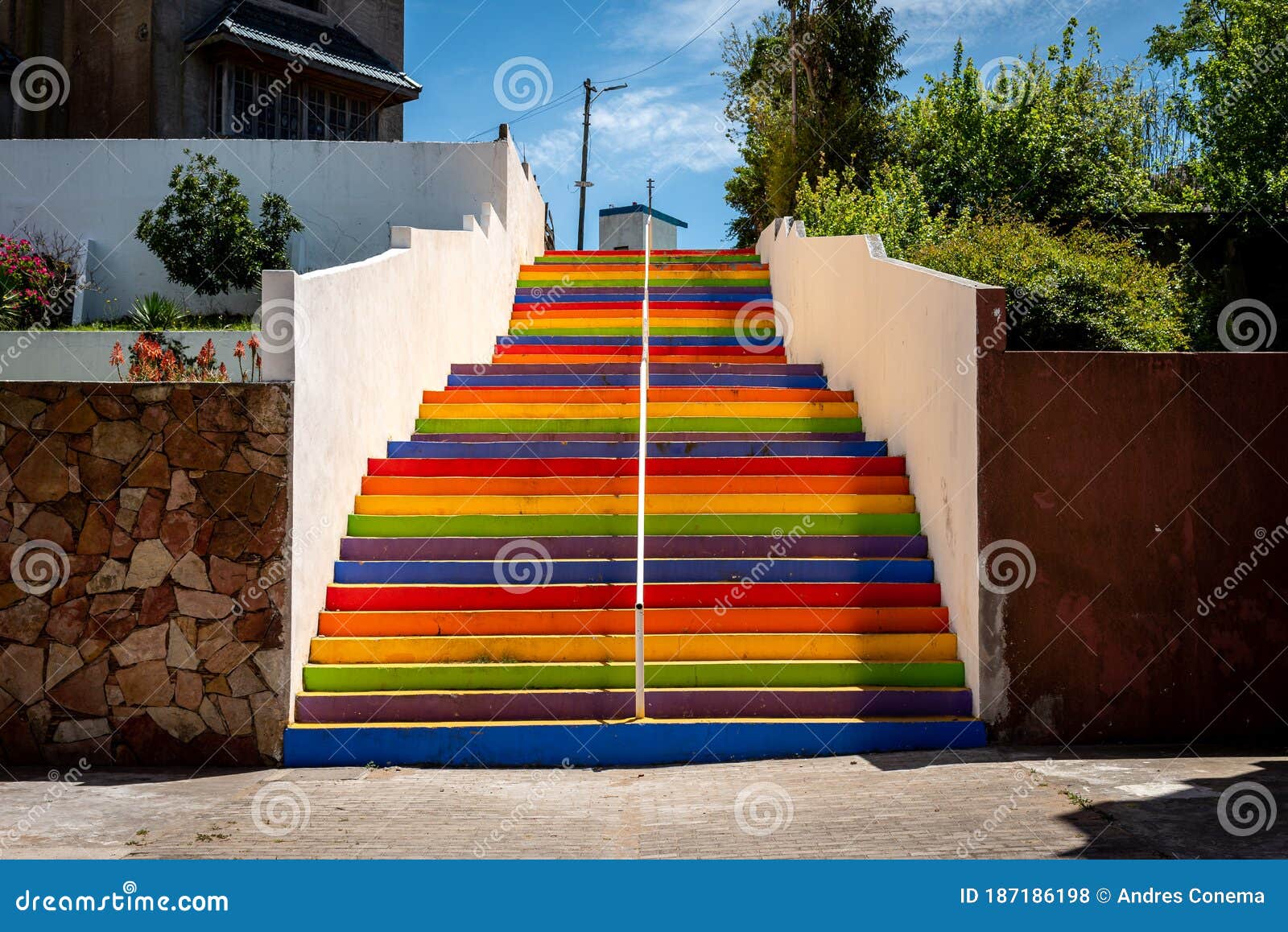 Colorful Stairs Painted with the Colors of the Rainbow Stock Photo ...