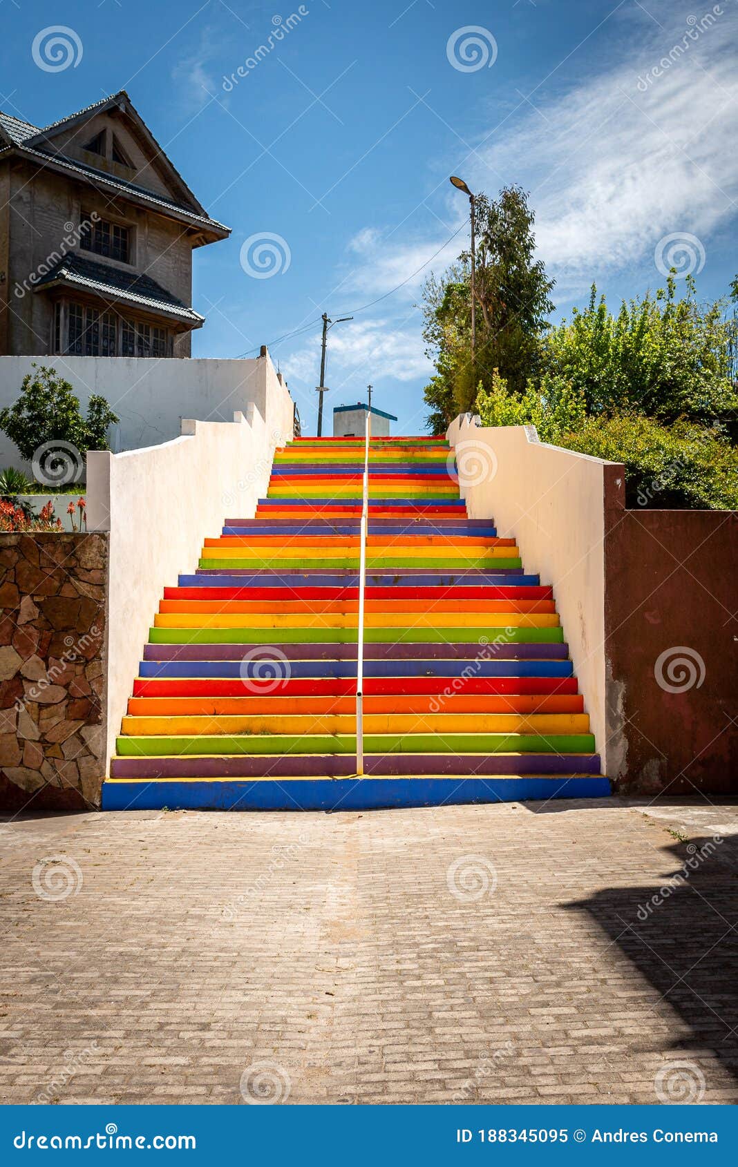 Colorful Stairs Painted with the Colors of the Rainbow Stock Image ...