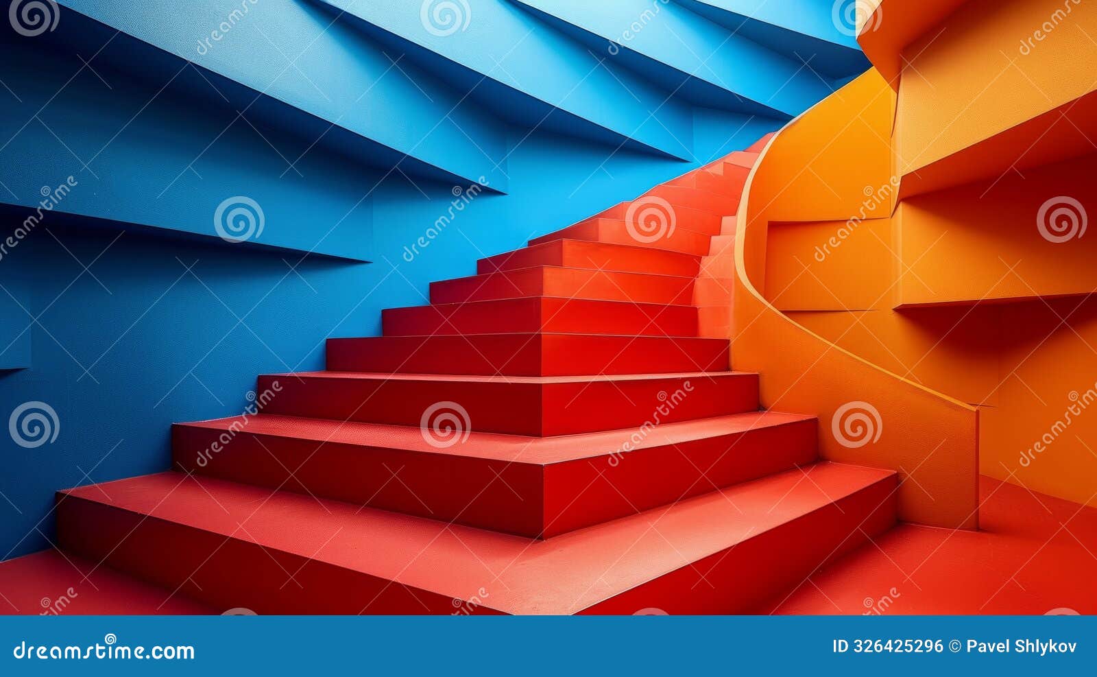 Colorful Stairs and Colorful Wall Background. Stock Photo - Image of ...