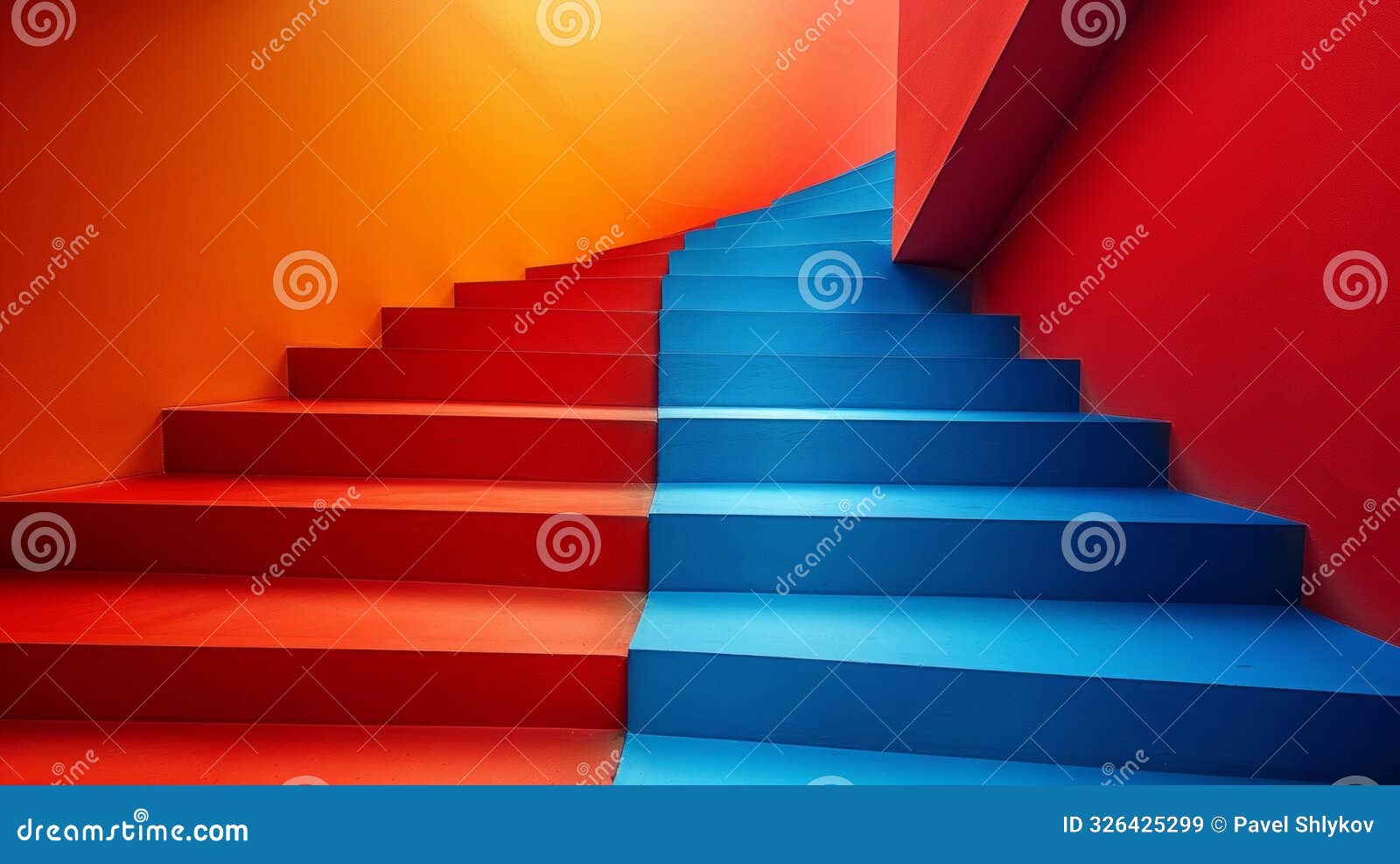 Colorful Stairs and Colorful Wall Background. Stock Image - Image of ...