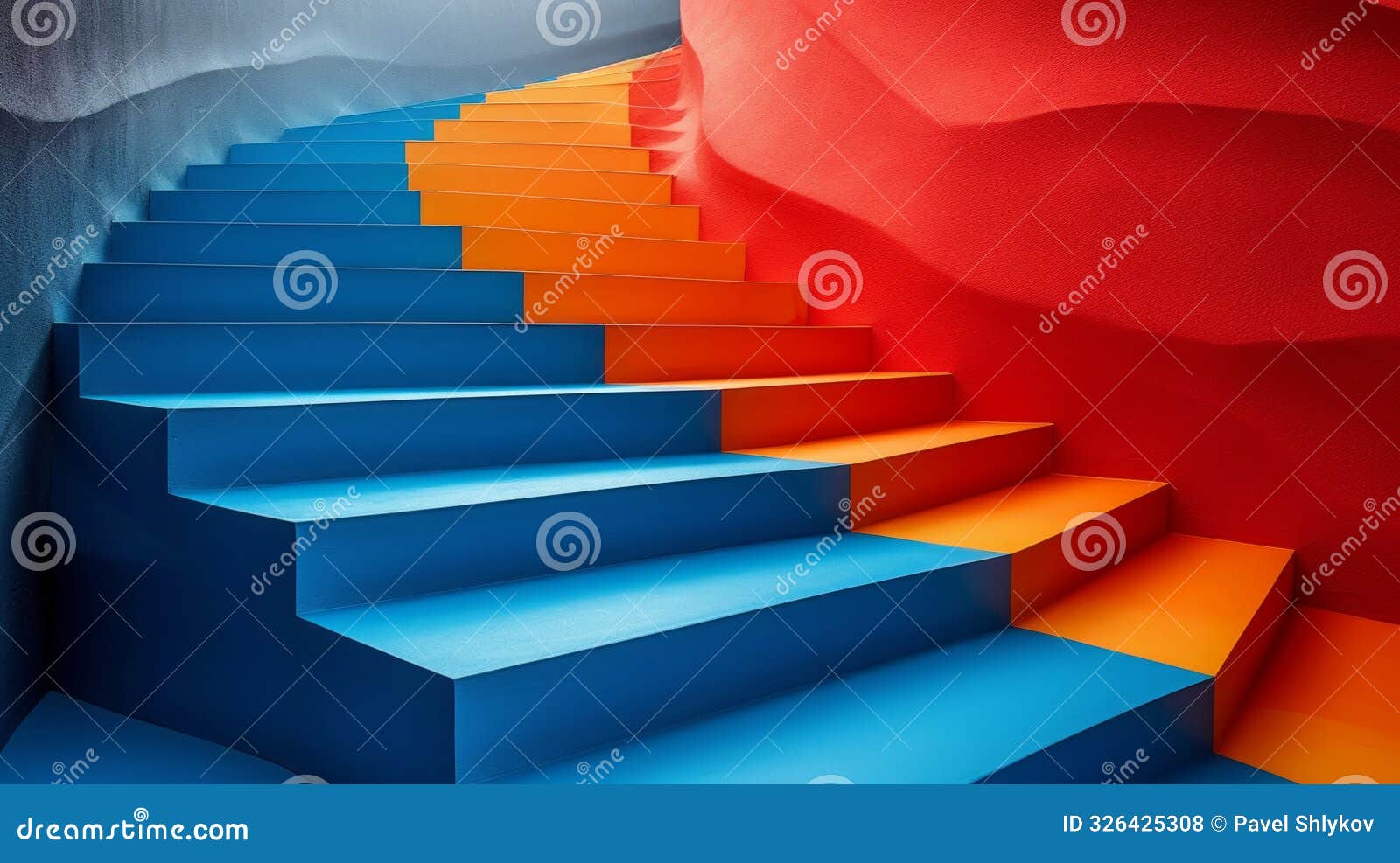 Colorful Stairs and Colorful Wall Background. Stock Photo - Image of ...