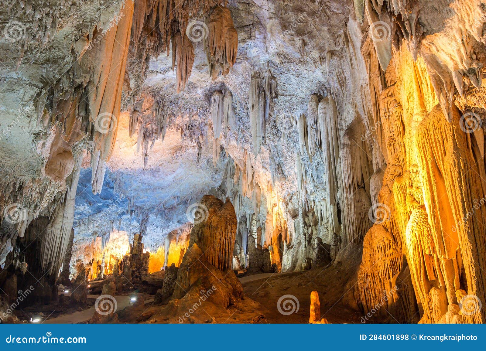 Stalagmites, Stalactites Cave in Thailand Stock Photo - Image of ...