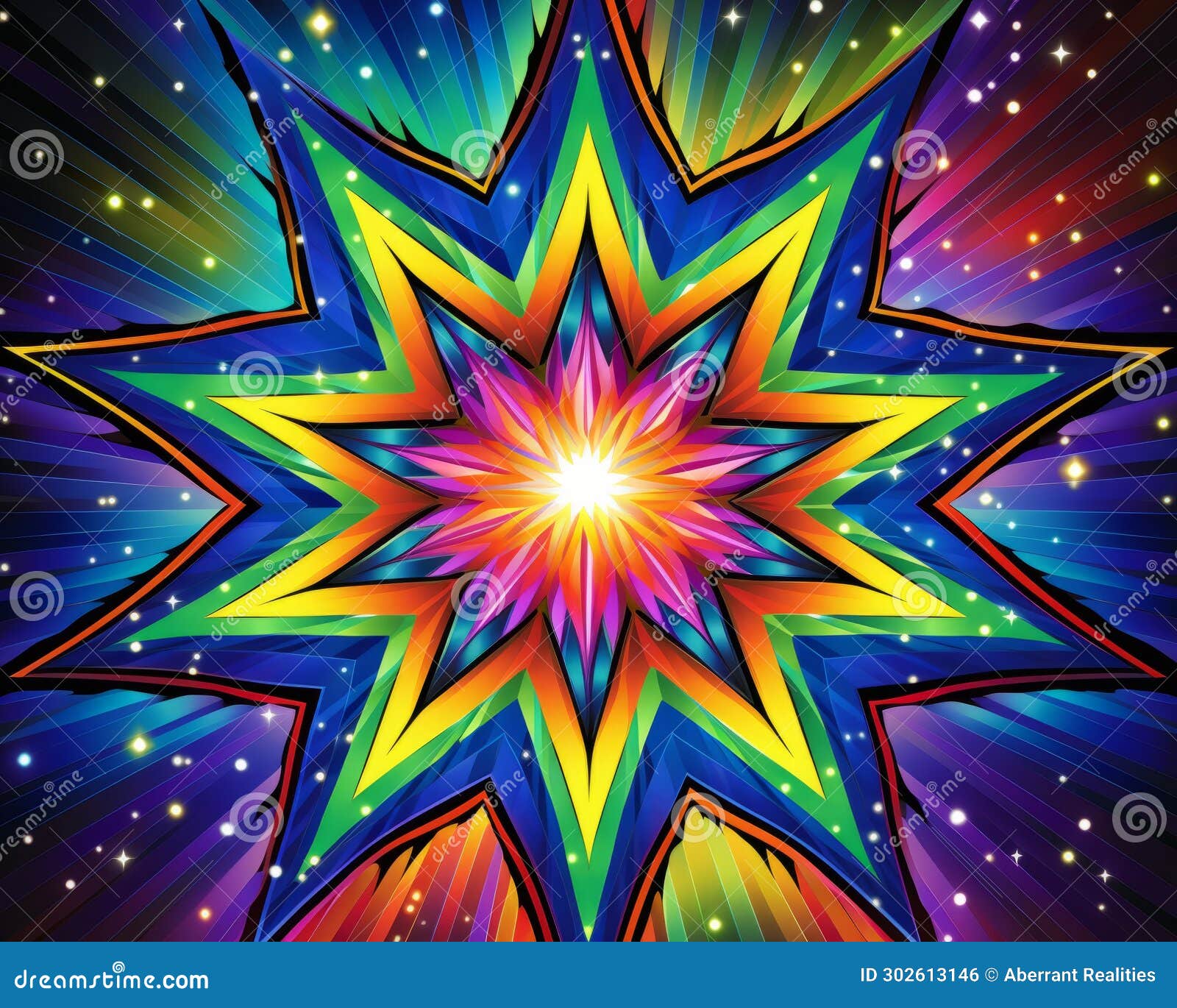 A Colorful Star in the Center of a Rainbow Background Stock ...