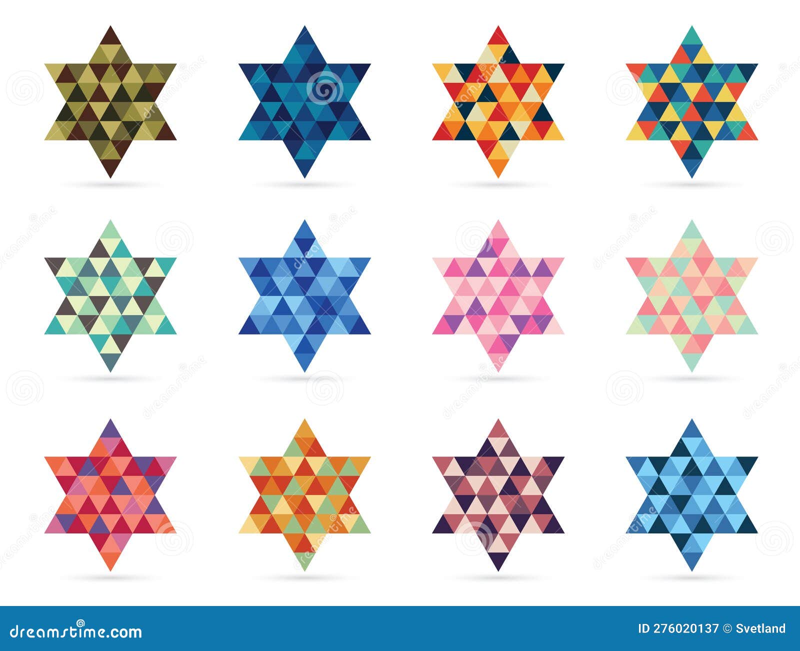 Colorful Star of David with a Triangle Mosaic Pattern on White ...