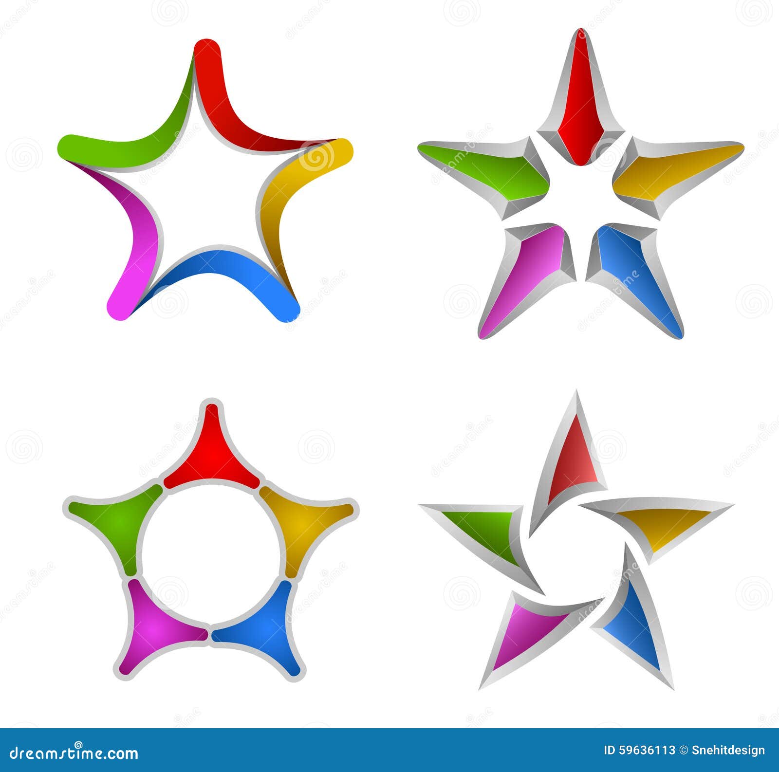 Colorful Star Design Elements Stock Illustration - Illustration of ...