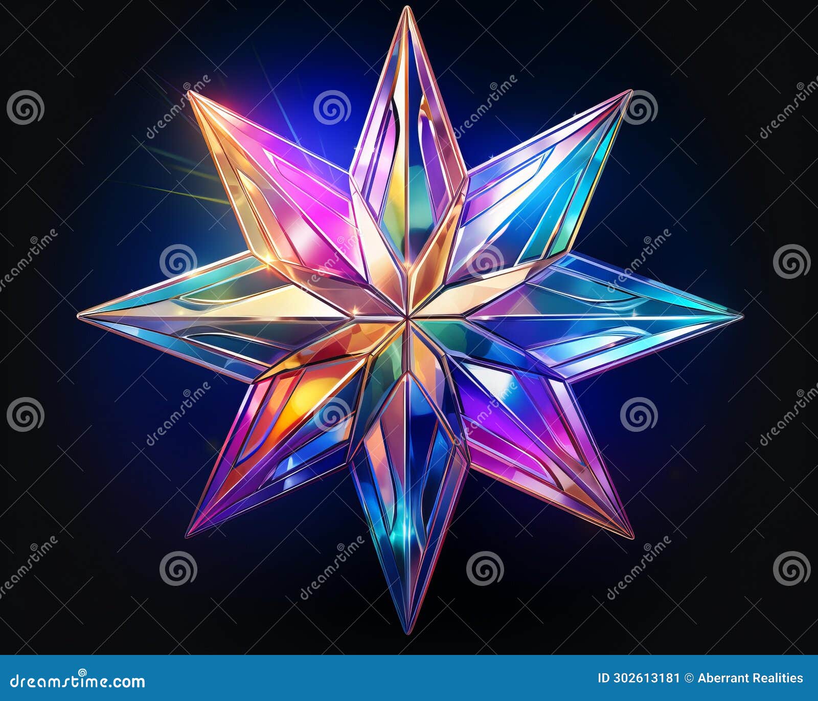 A Colorful Star Made Out of Crystals on a Black Background Stock ...