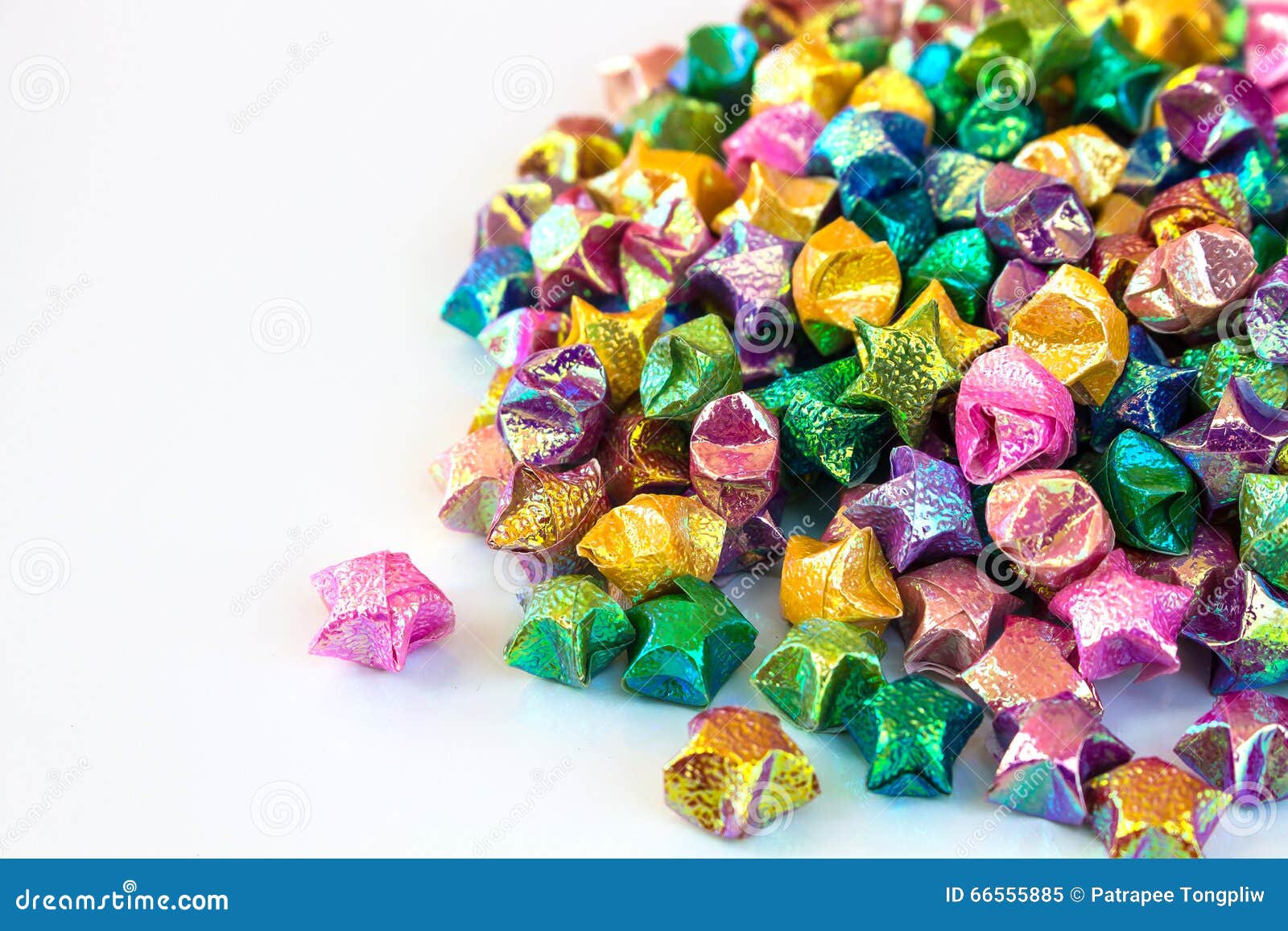 Colorful Star Paper on White Background Stock Image - Image of luck ...