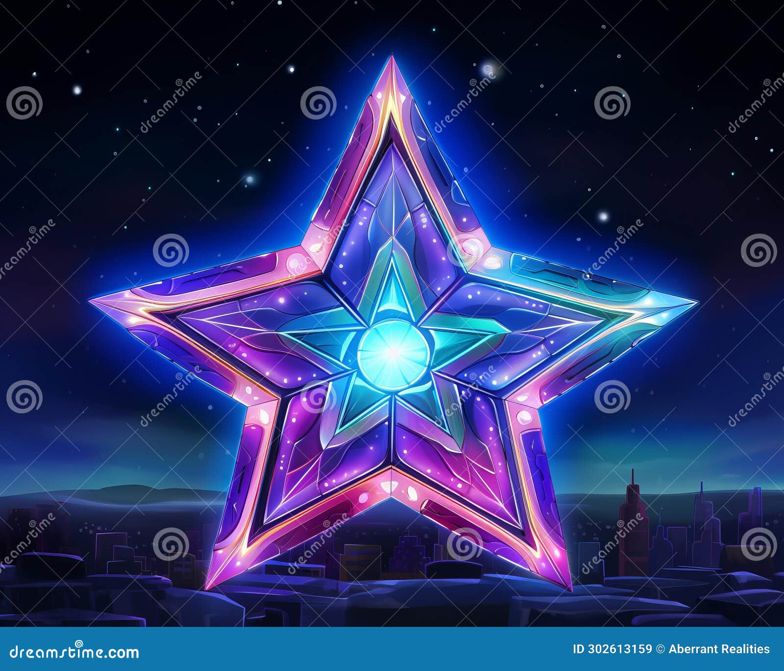 A Colorful Star in the Shape of a Star in the Night Sky Stock ...