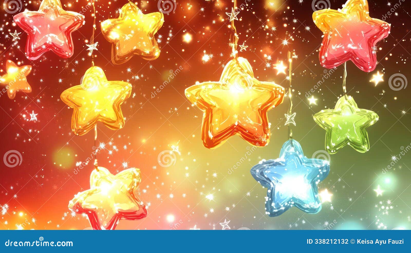 Colorful Star-shaped Decorations with a Sparkling Background Create a ...
