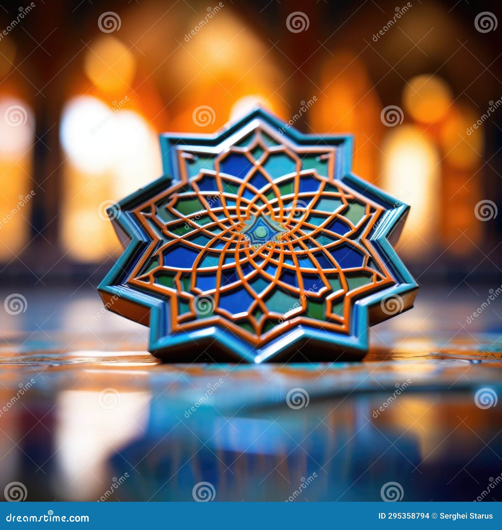 A Colorful Moroccan Star Shaped Object on a Table, AI Stock ...