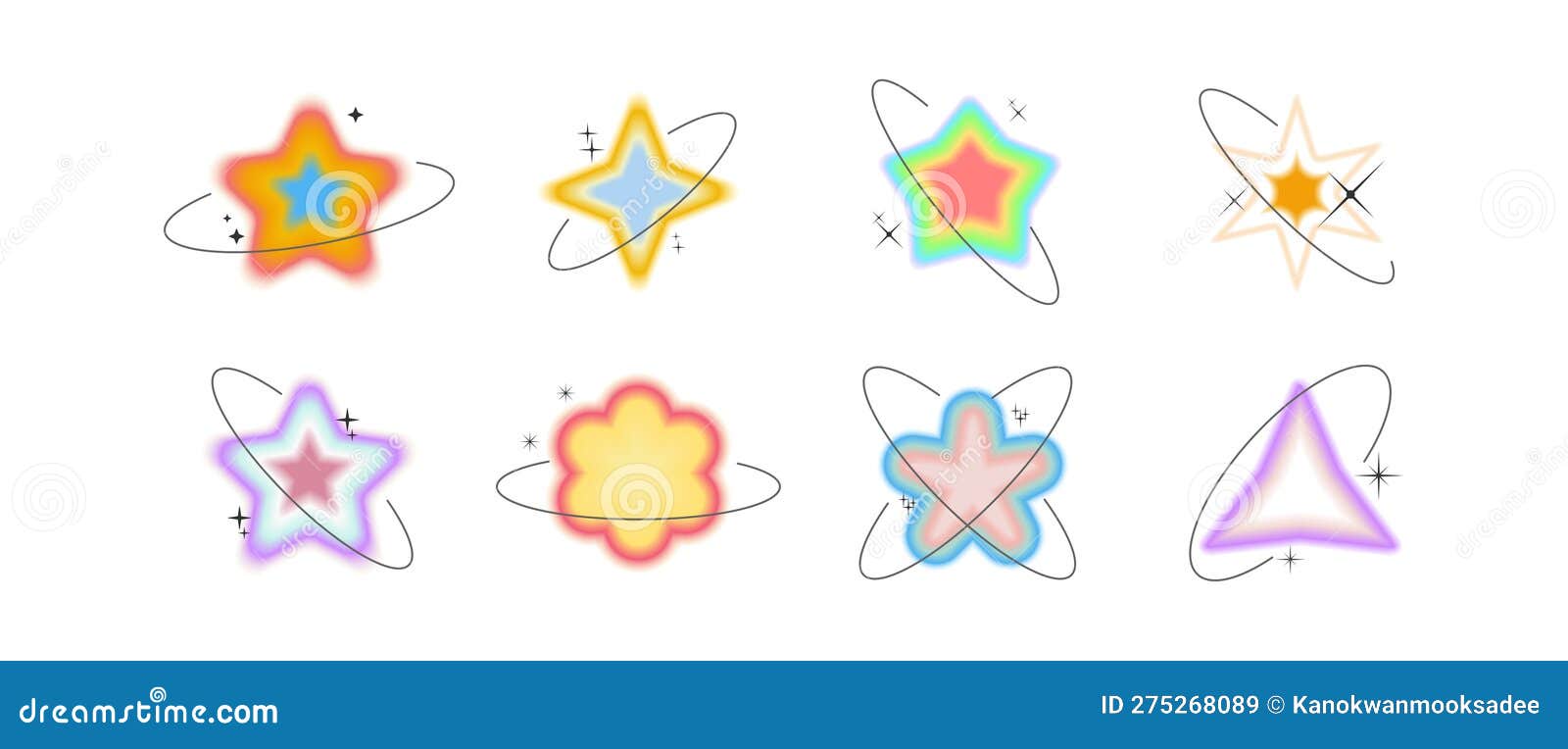 Colorful Star Vector with Black Line Art. Star Gradient Colors Stock ...