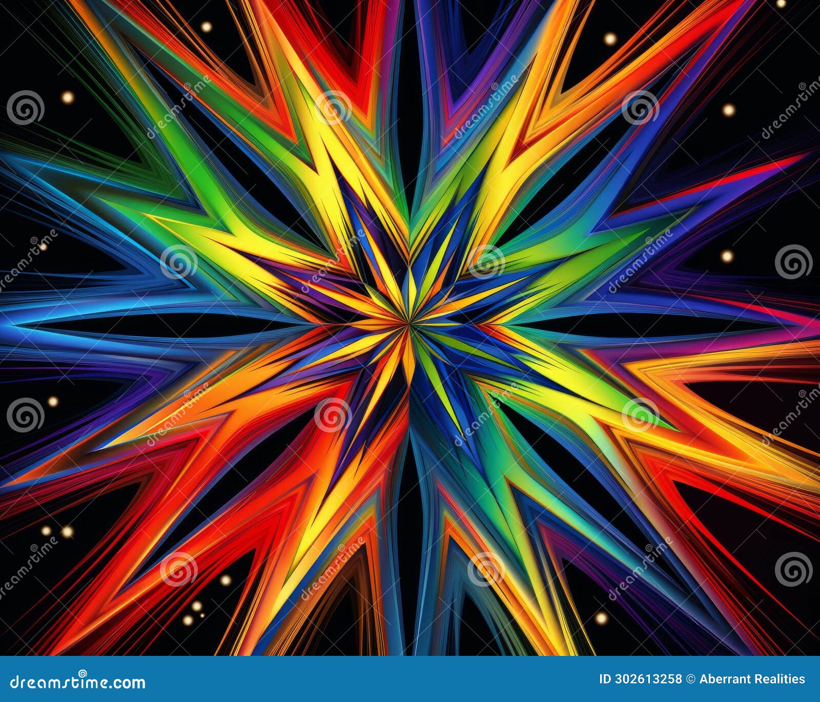 A Colorful Starburst is Shown on a Black Background Stock Illustration ...