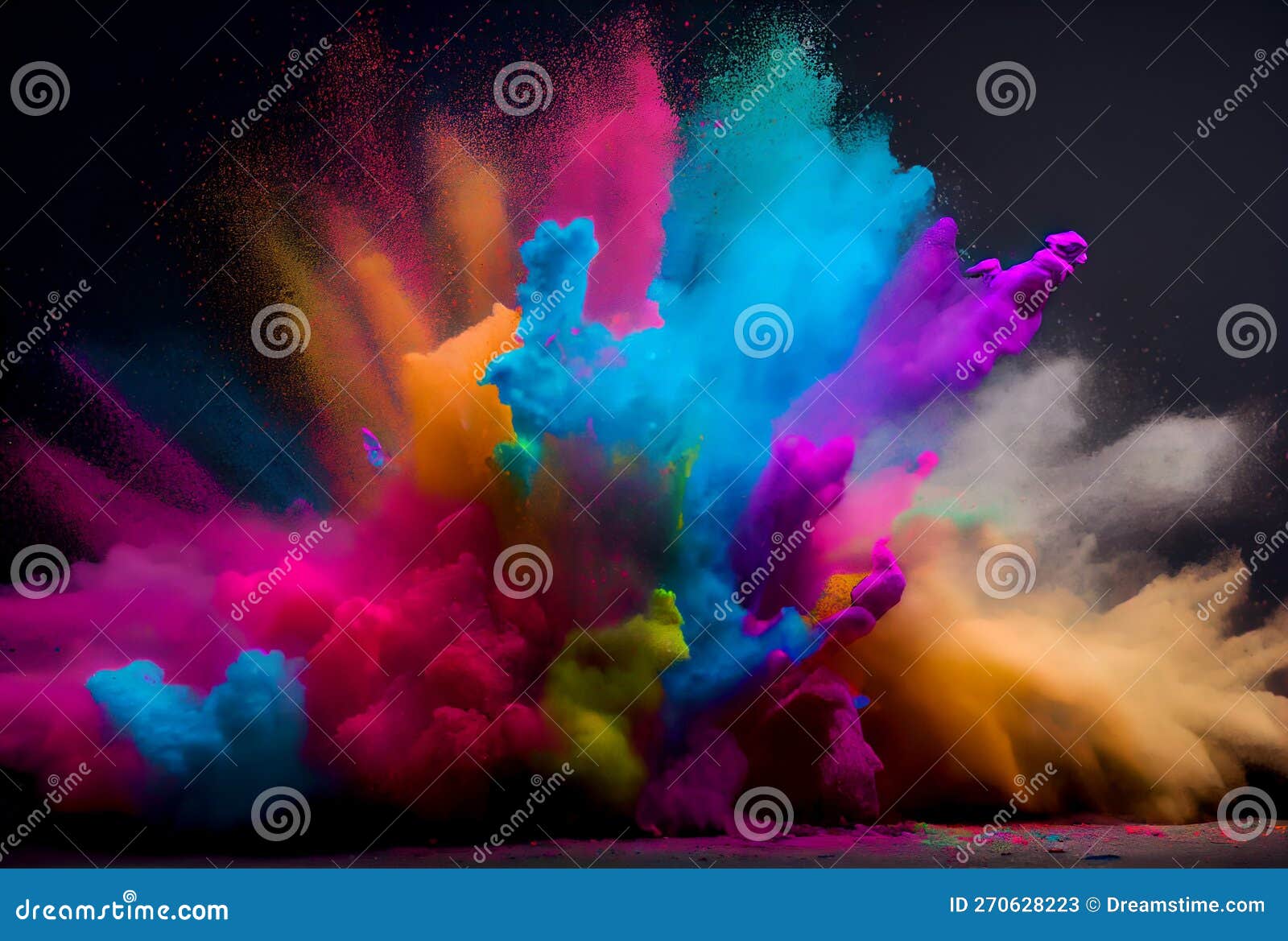 Colorful Starch and Dye Powder Dust Exploding in Holi Day Generative AI ...