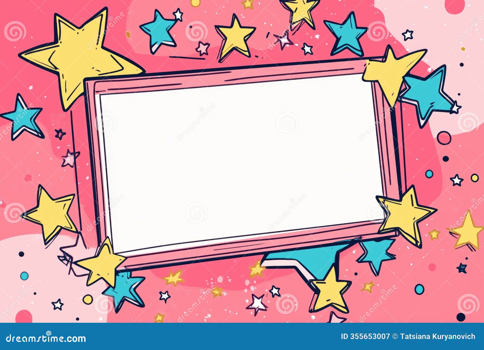 Colorful Starry Frame Design with Pink Background and Empty Space Stock ...