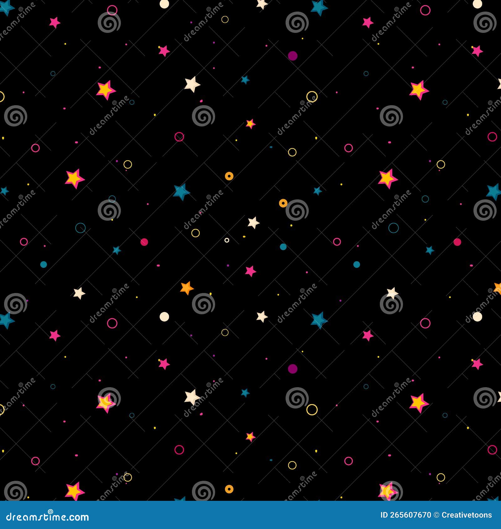 Colorful Stars on Black Background Pattern. Abstract Background with ...