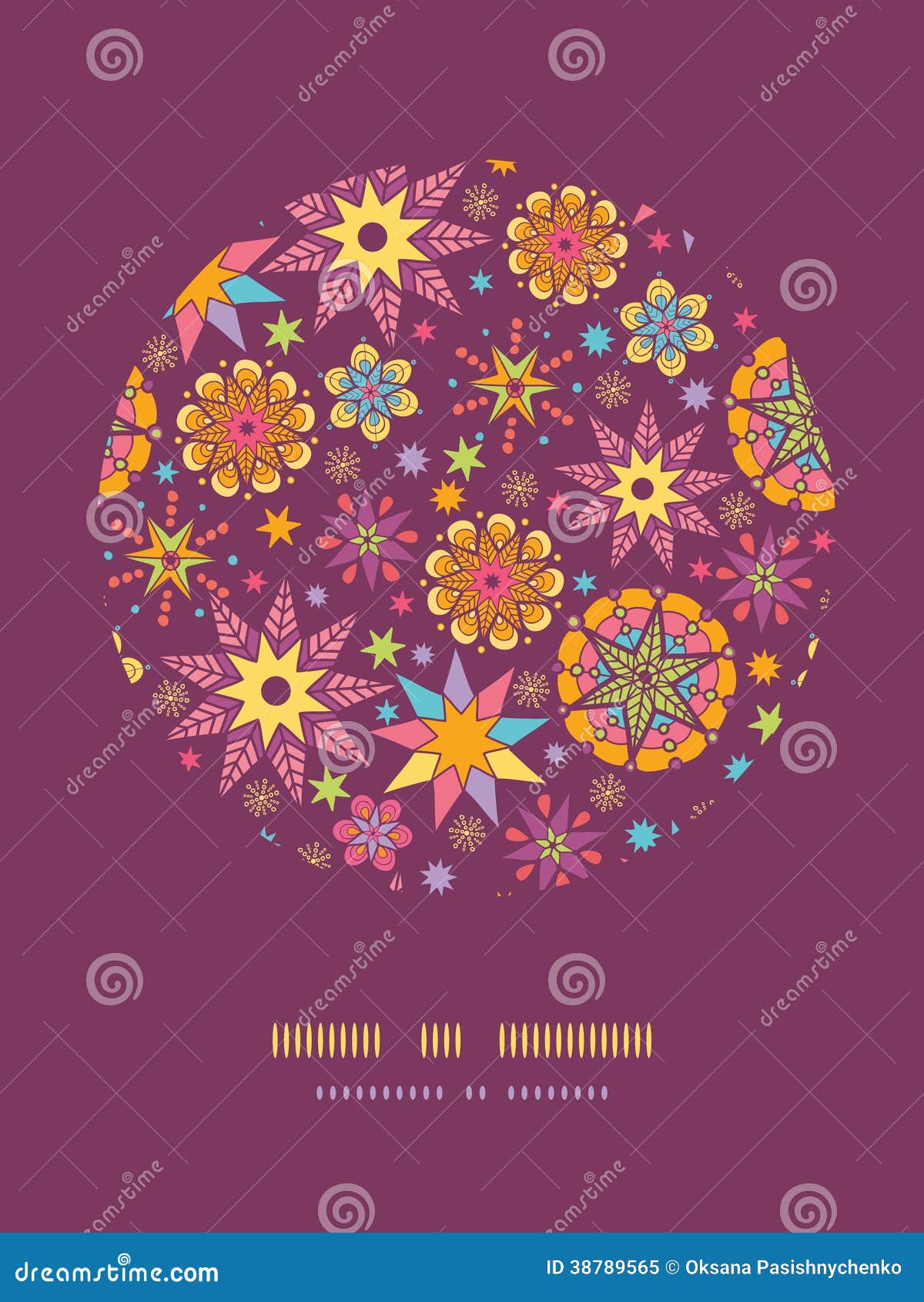 Colorful Stars Circle Decor Pattern Background Template Stock Vector ...