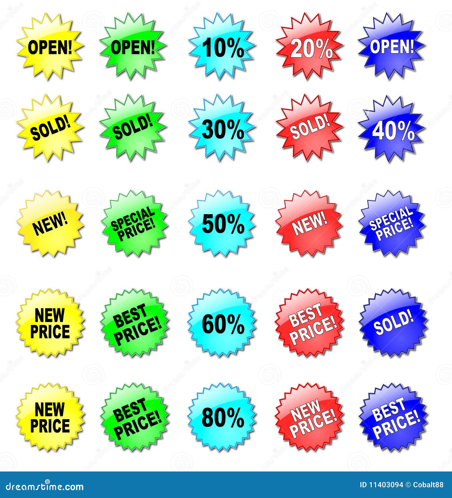 Colorful Stars for Discount Prices Stock Vector - Illustration of badge ...