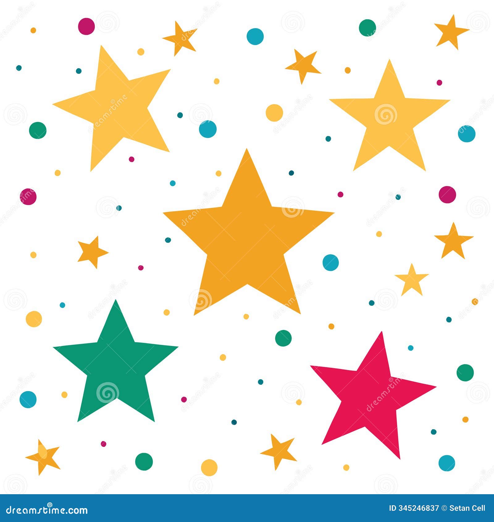 Colorful Stars and Dots on White Background Stock Vector - Illustration ...