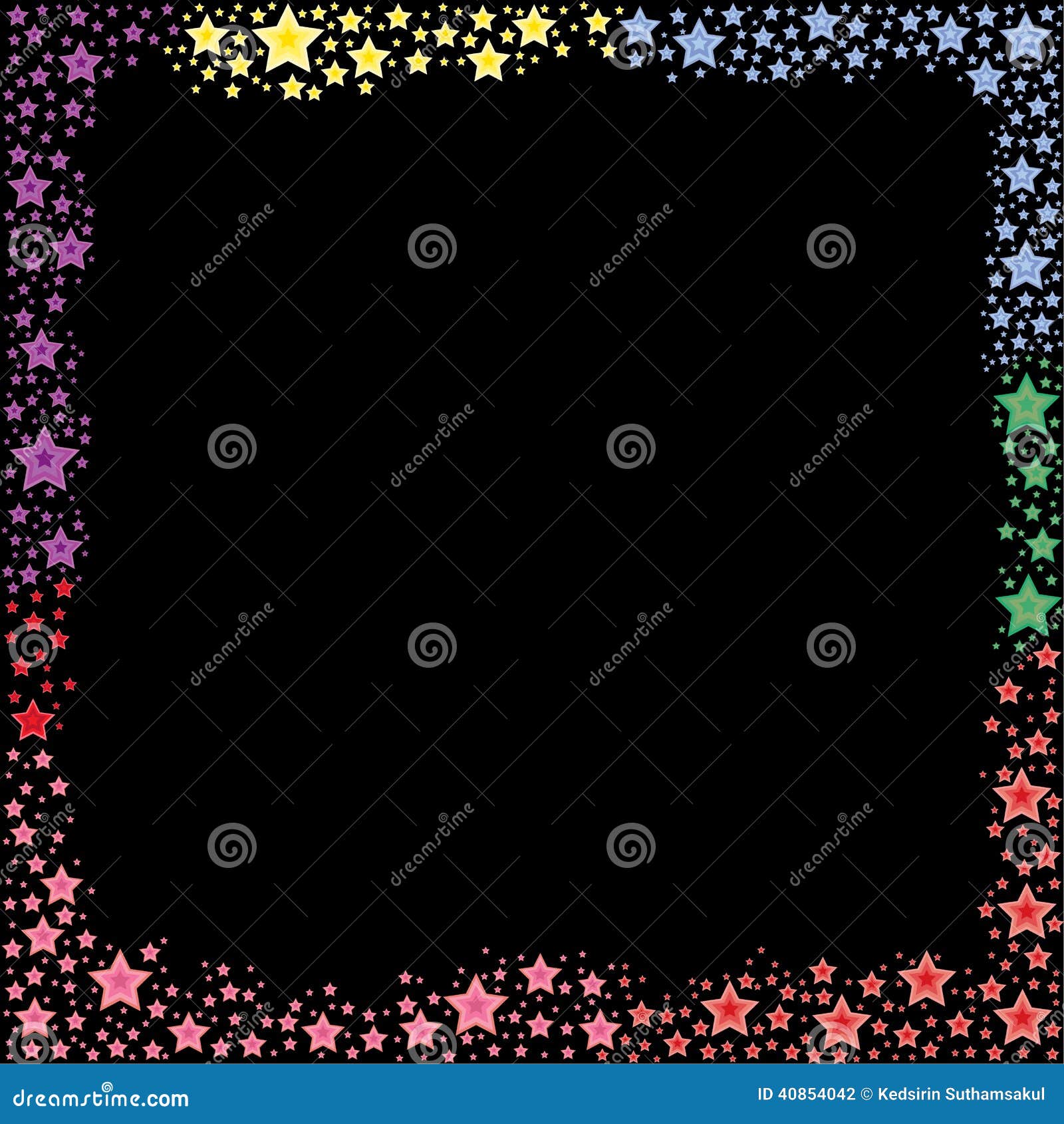 Colorful of Stars Frame Vector on Black Background Stock Vector ...