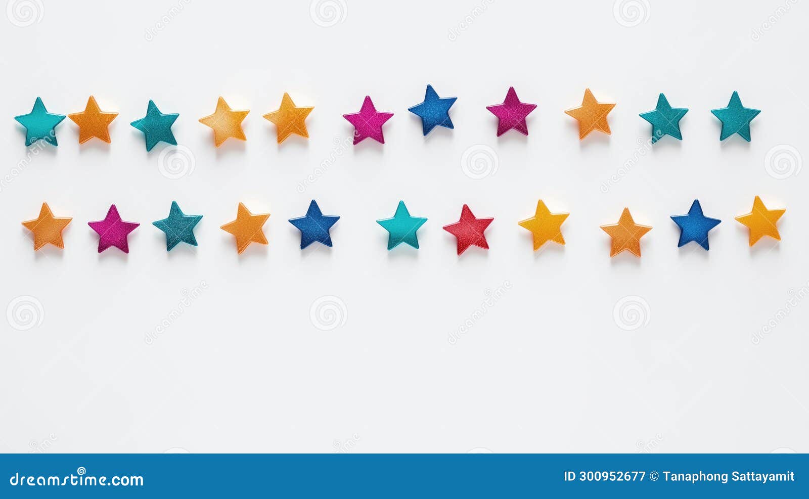 Colorful Stars Glitter in a Row on White Background Stock Illustration ...