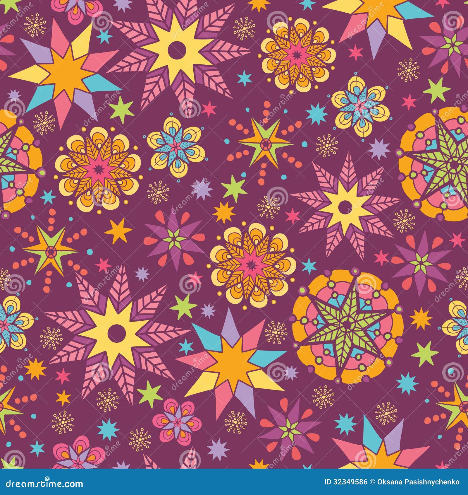 Colorful Stars Seamless Pattern Background Stock Vector - Illustration ...