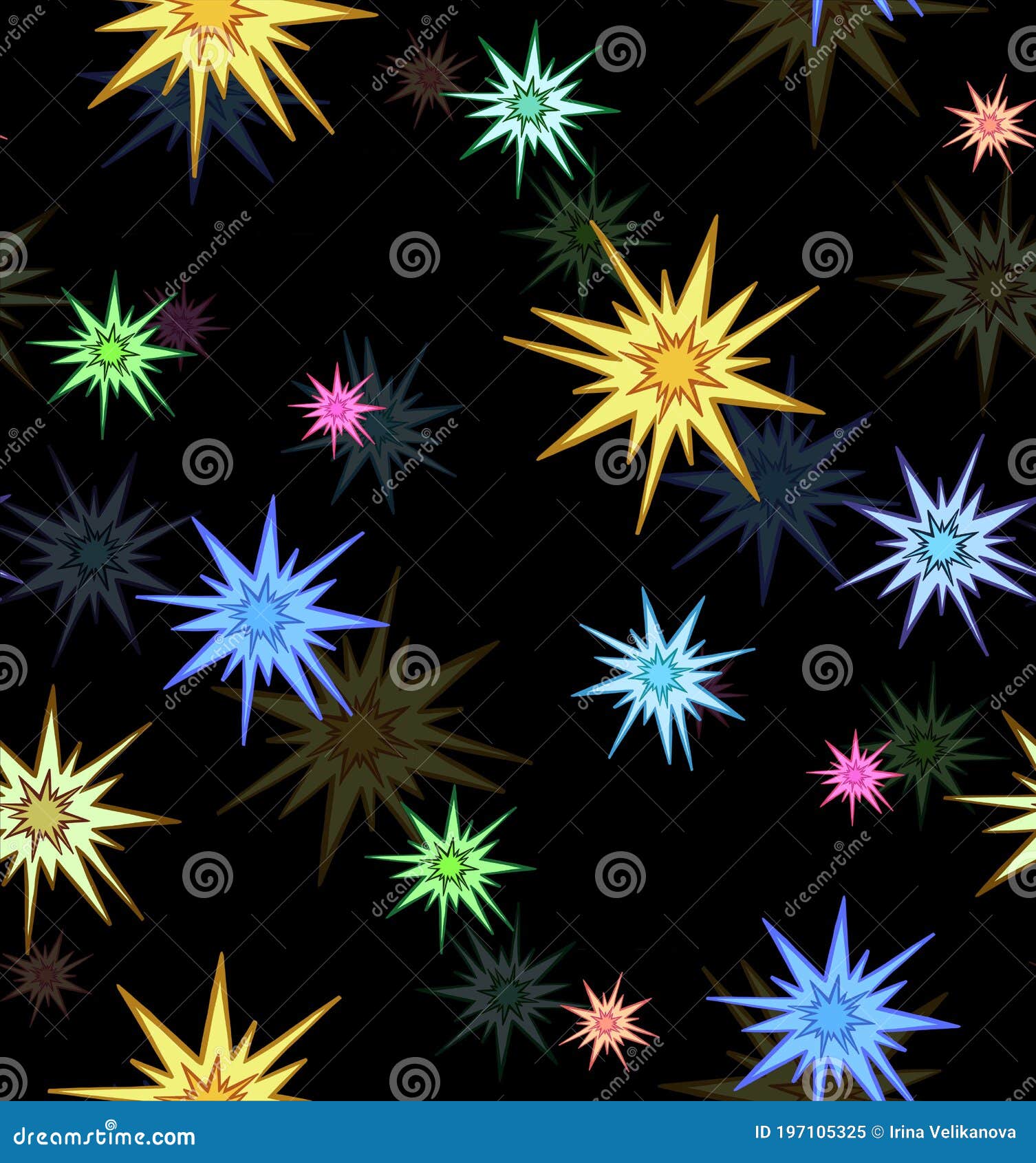Colorful Stars Seamless Pattern Illustration Stock Illustration ...