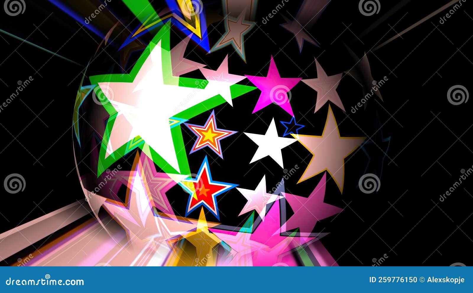 Colorful Stars on Spinning Sphere Stock Illustration - Illustration of ...