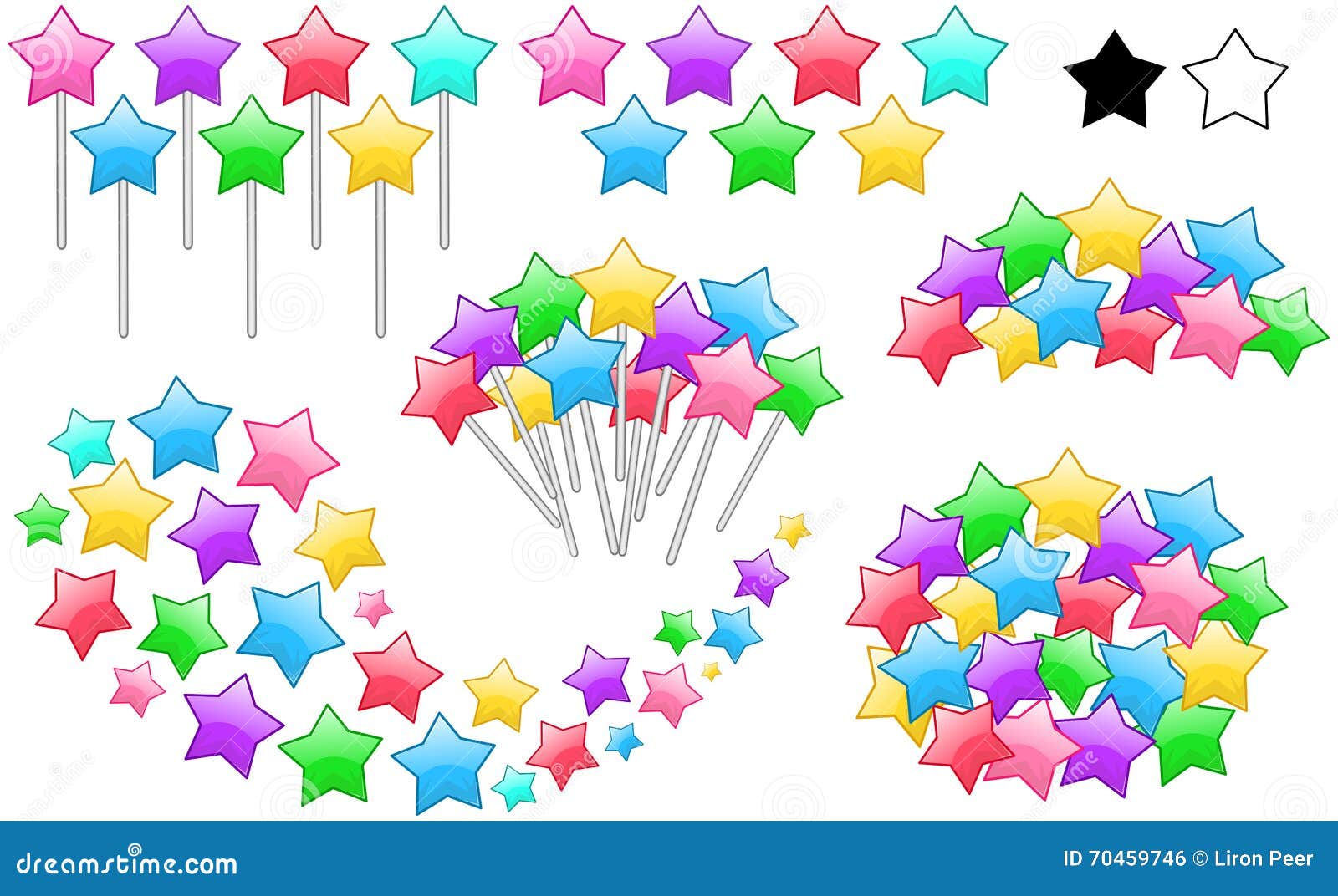 Colorful Stars on Sticks Set Stock Vector - Illustration of occasion ...