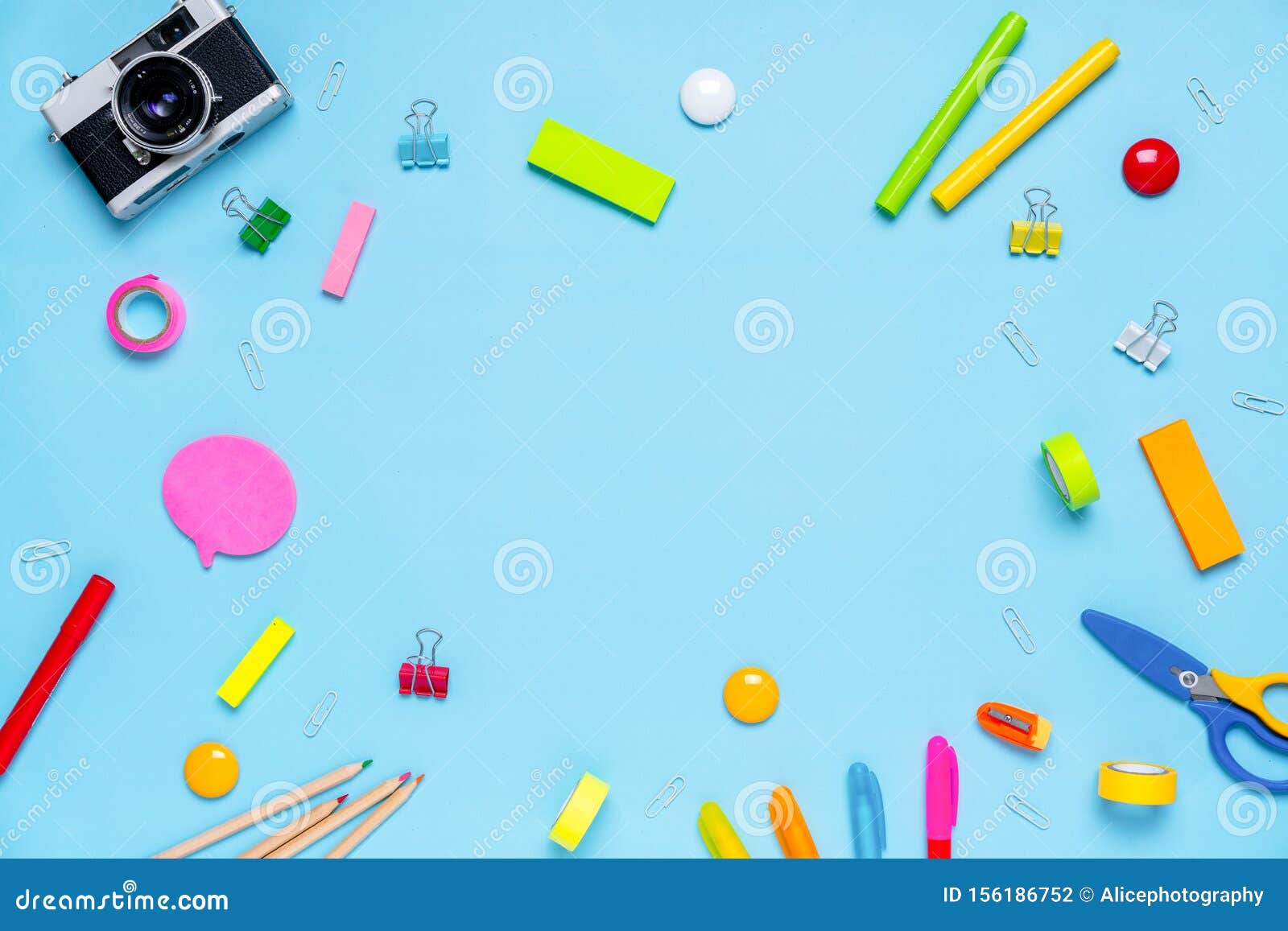 Colorful Stationary in Concept Creative School Work Stock Photo - Image ...