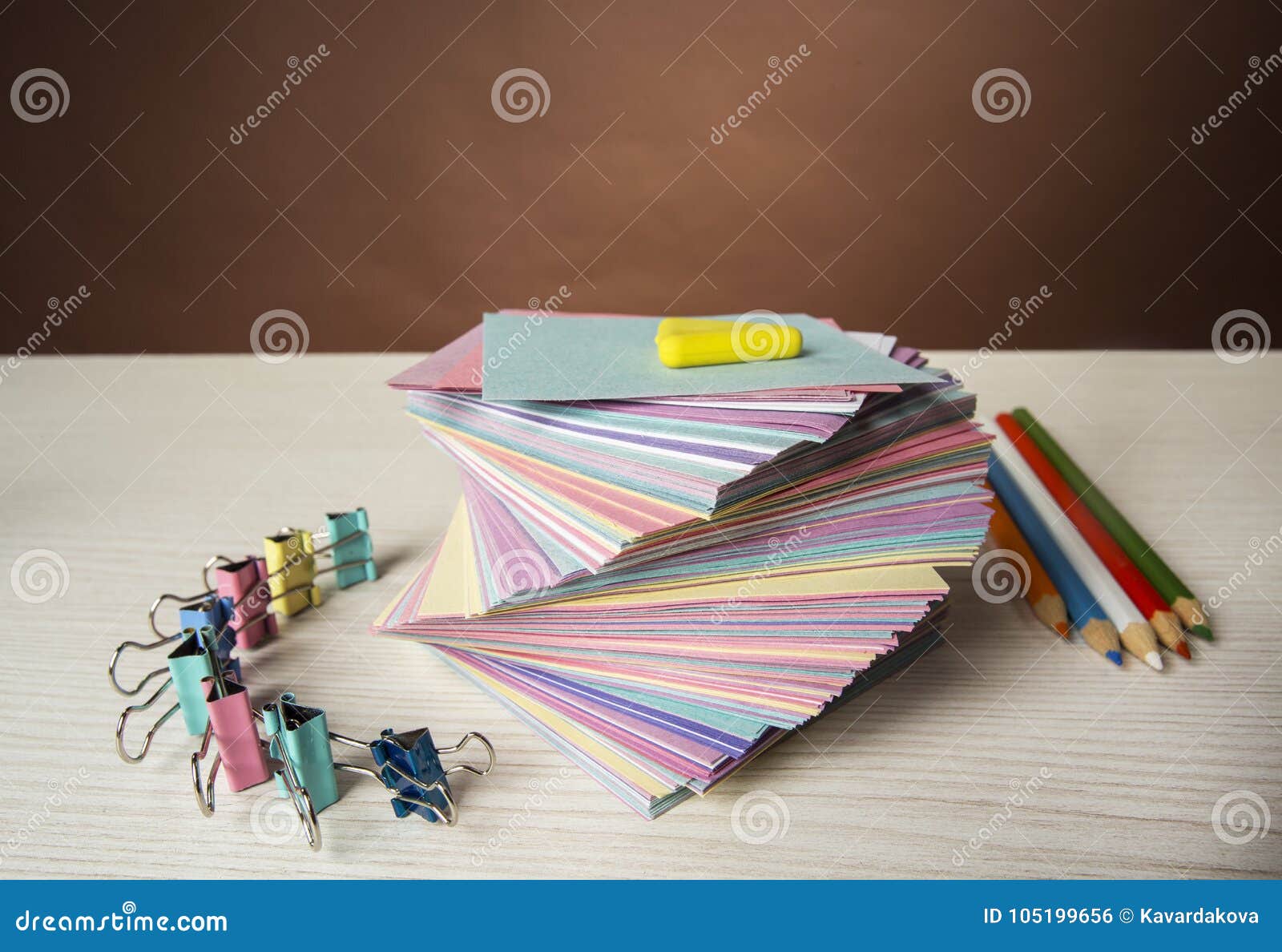 On Desktop Folded Colored Stickers for Notes Stock Photo - Image of ...