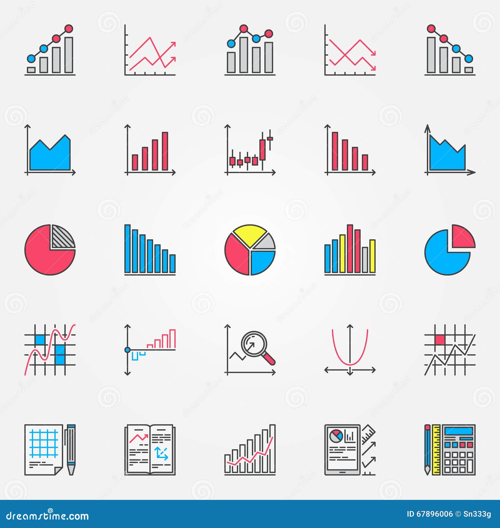 Colorful Statistics Vector Set Stock Vector - Illustration of ...