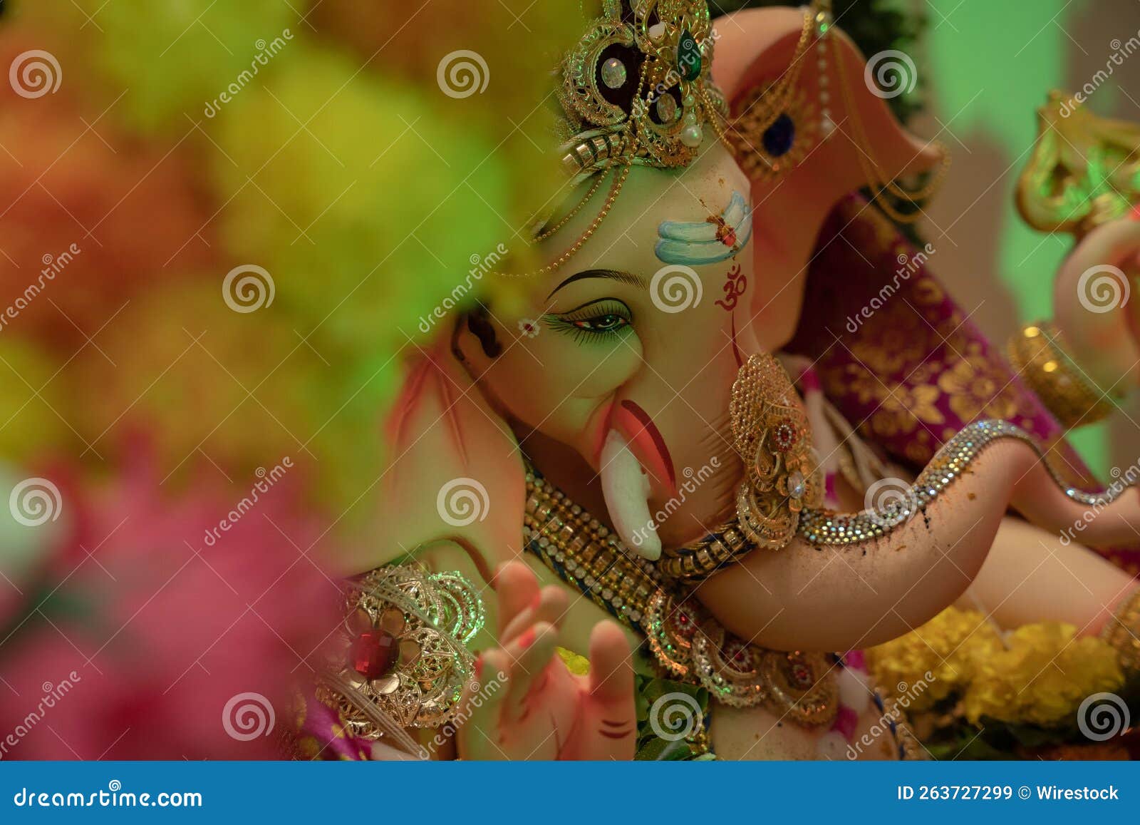 Colorful Statue of Ganesha in the Temple Stock Image - Image of ...