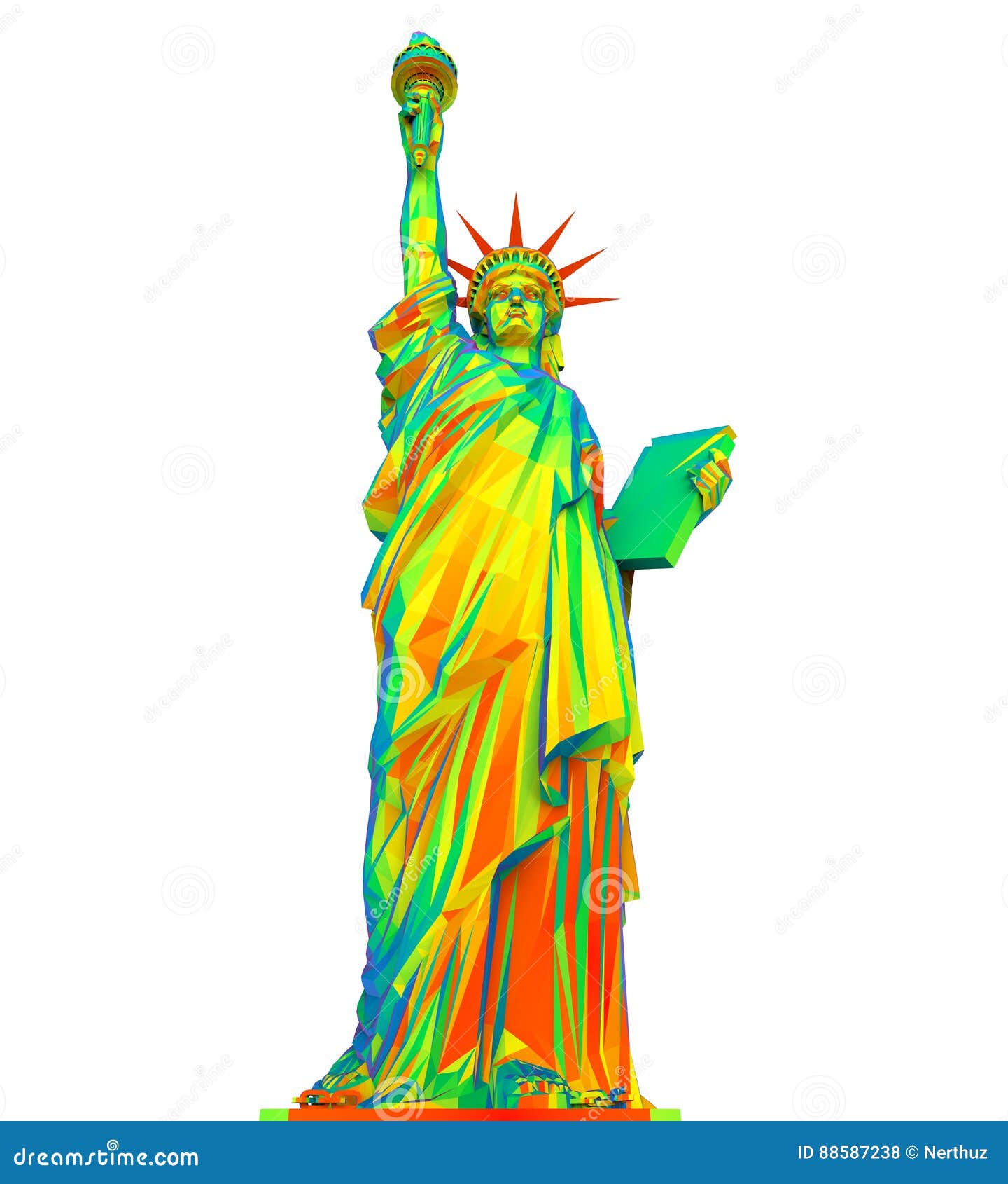 Colorful Statue of Liberty Isolated Stock Illustration - Illustration ...