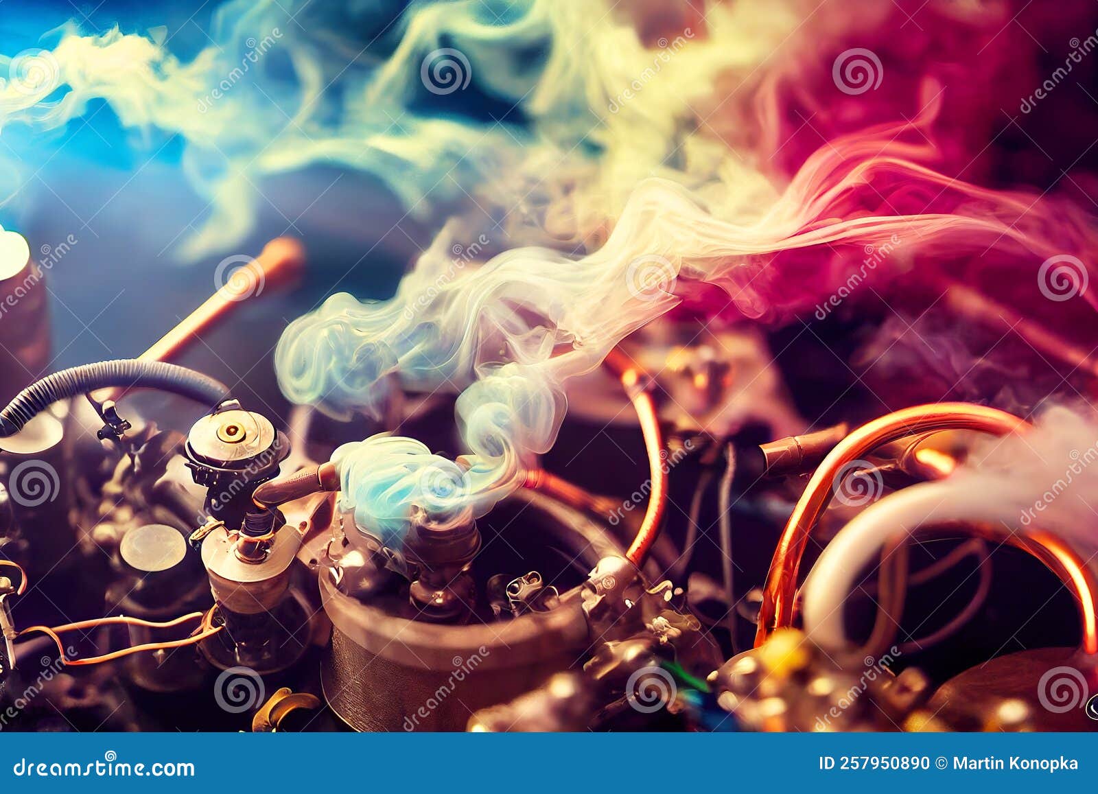 Colorful steam stock illustration. Illustration of fantasy - 257950890