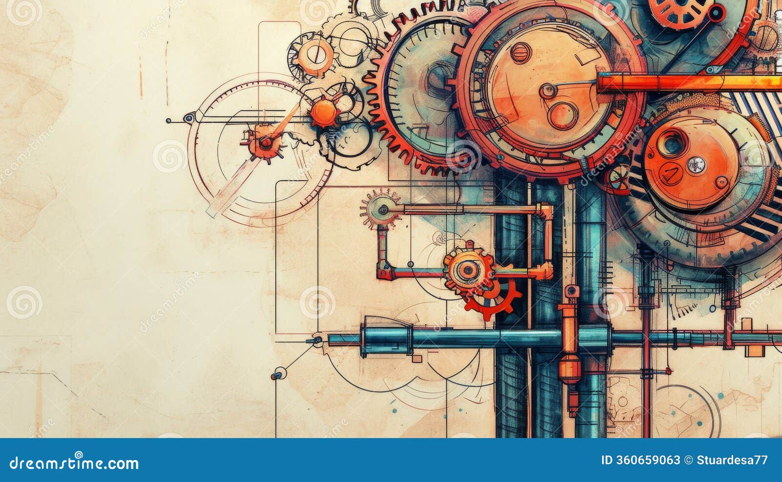 Vibrant Steampunk Gear System with Pipes and Clockwork Stock Image ...