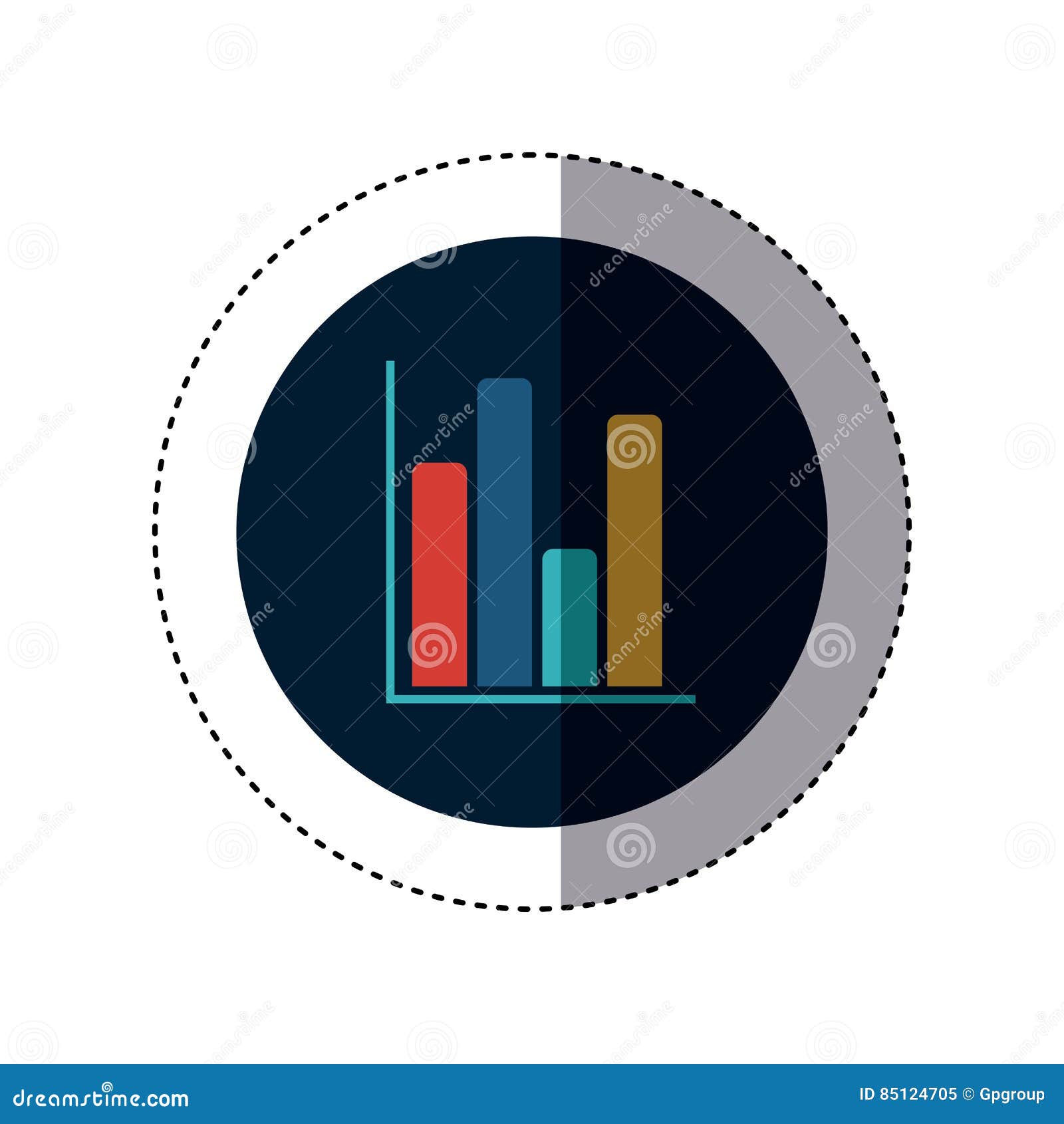 Colorful Sticker Circular Border With Column Chart Icon Flat Cartoon ...