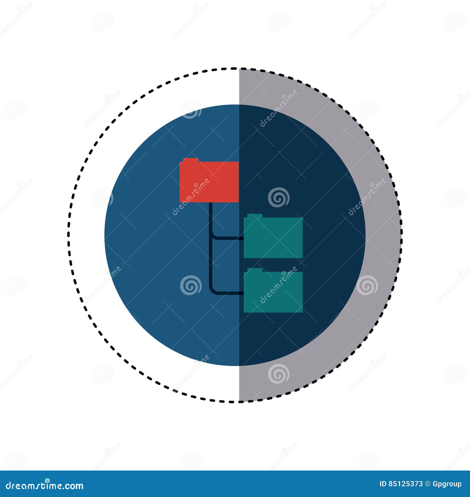 Colorful Sticker Circular Border with Folders Organized in Line Stock ...