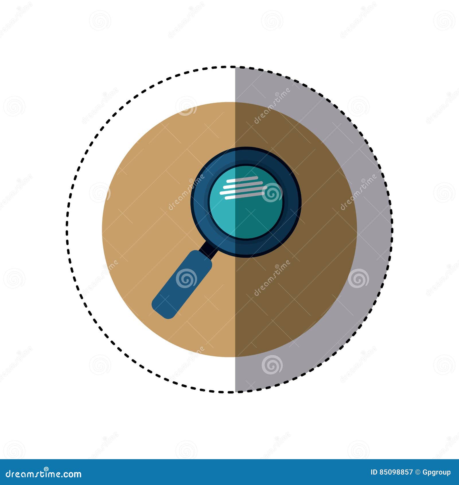 Colorful Sticker Circular Border with Magnifying Glass Stock Vector ...