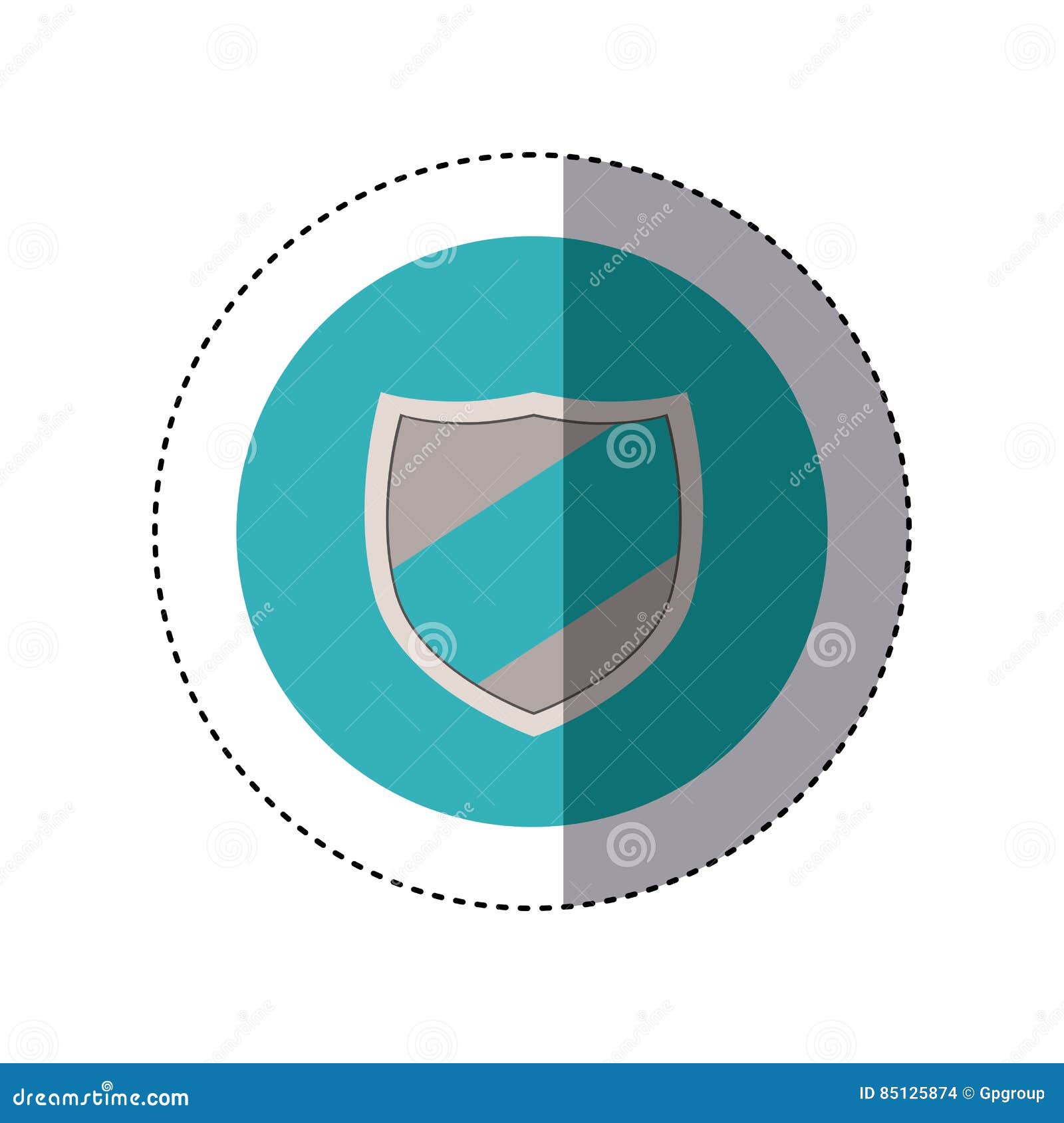 Colorful Sticker Circular Border with Shield with Blue Striped Stock ...