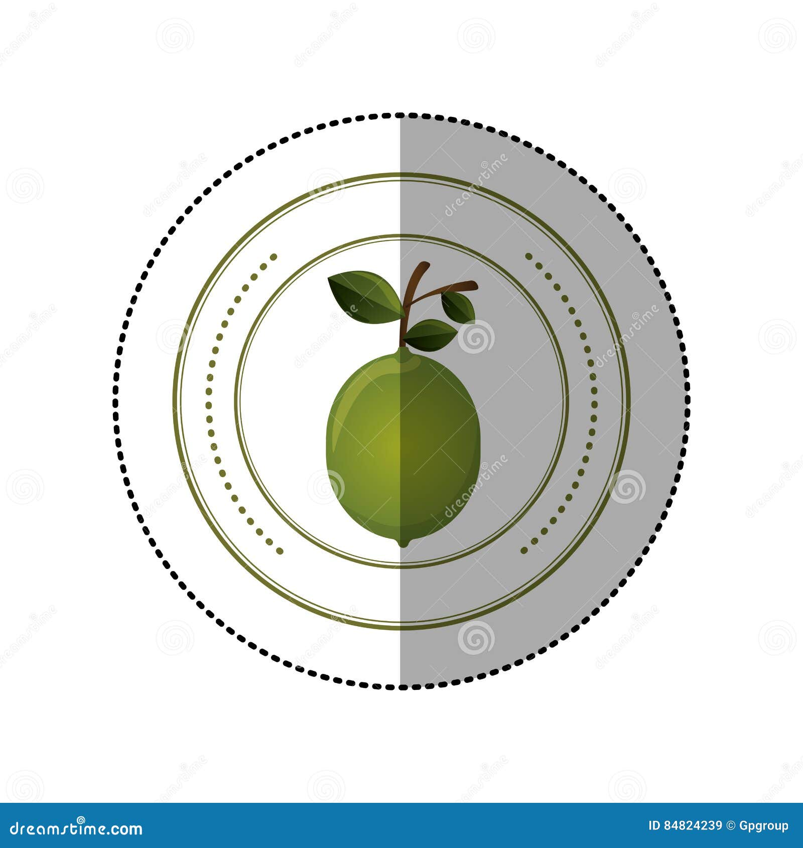 Colorful Sticker of Circular Shape with Lemon Fruit Stock Vector ...