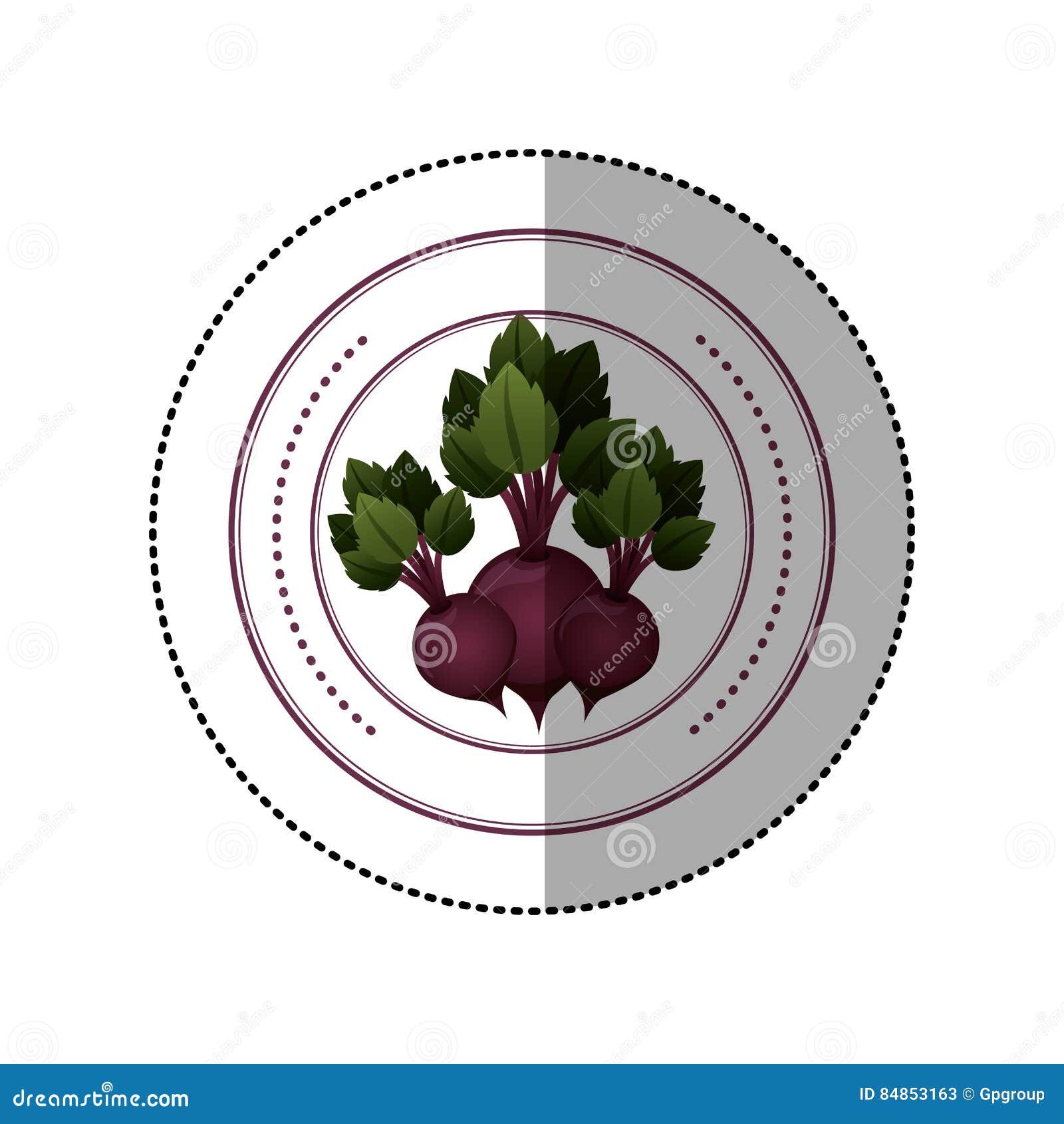Colorful Sticker of Circular Shape with Purple Beet Vegetable Stock ...