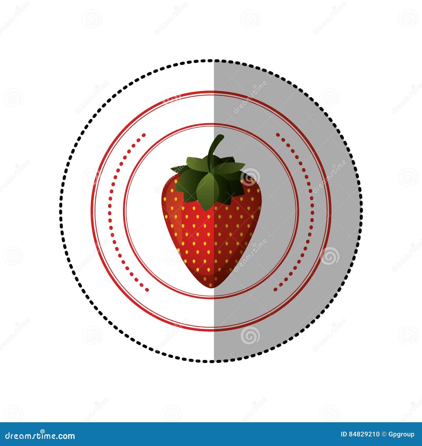 Colorful Sticker of Circular Shape with Strawberry Fruit Stock Vector ...