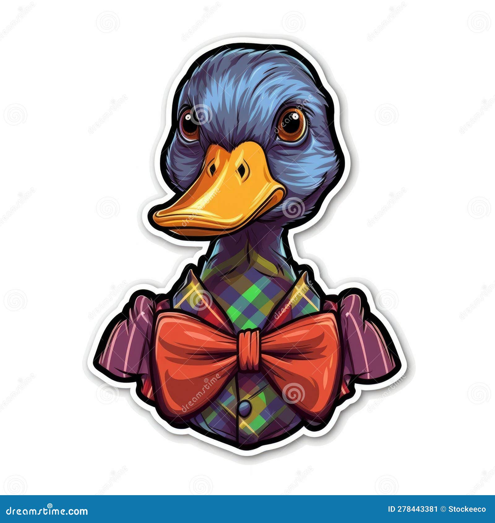 Duck with Bow Tie Sticker stock illustration. Illustration of humor ...