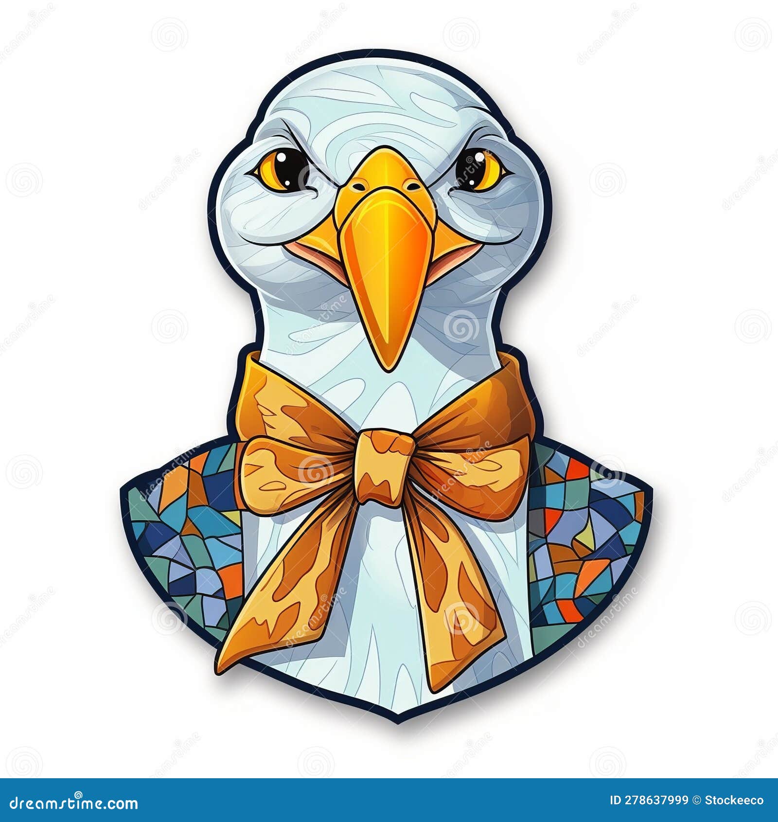 Seagull with Bow Tie Sticker in Algorithmic Art Style Stock ...