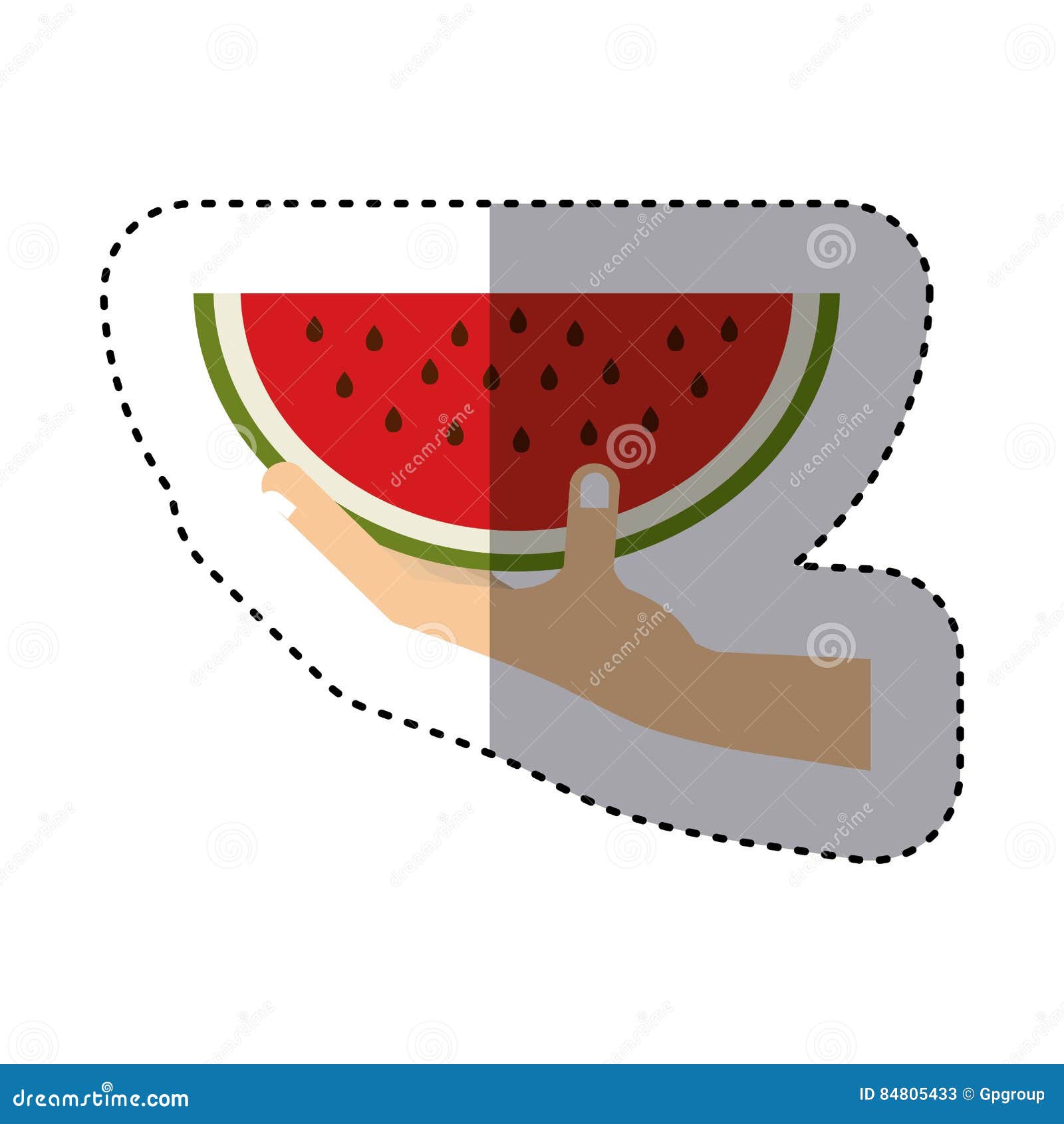 Colorful Sticker of Hand Holding Watermelon Fruit Stock Vector ...