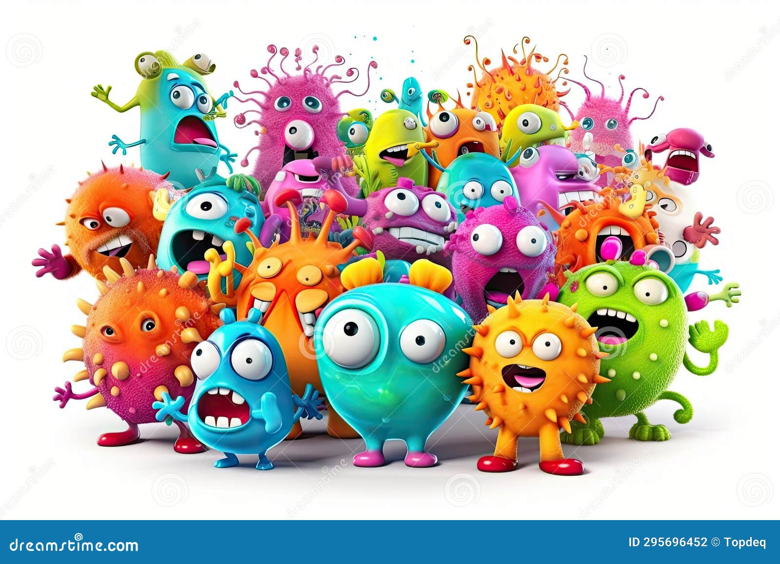 Colorful Sticker Set of Monster Like Characters Viruses and Bacterias ...