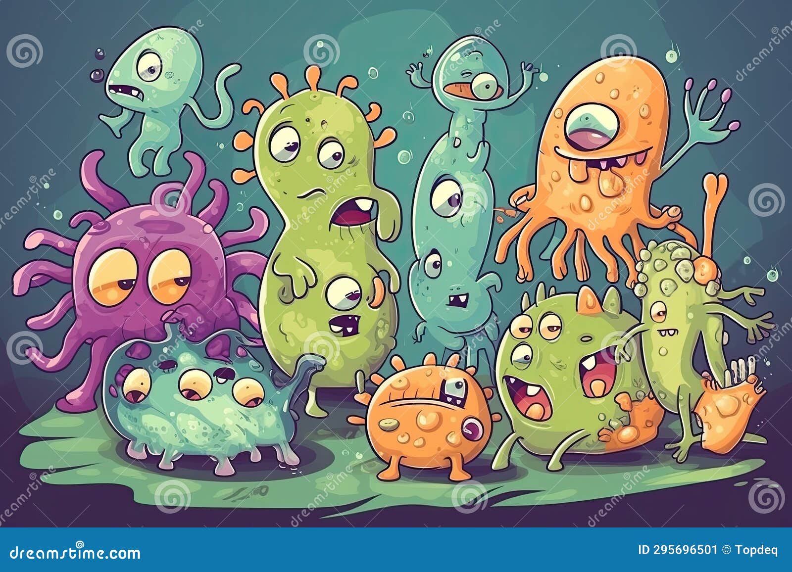Colorful Sticker Set of Monster Like Characters Viruses and Bacterias ...