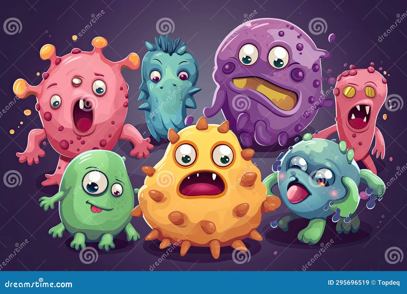 Colorful Sticker Set of Monster Like Characters Viruses and Bacterias ...