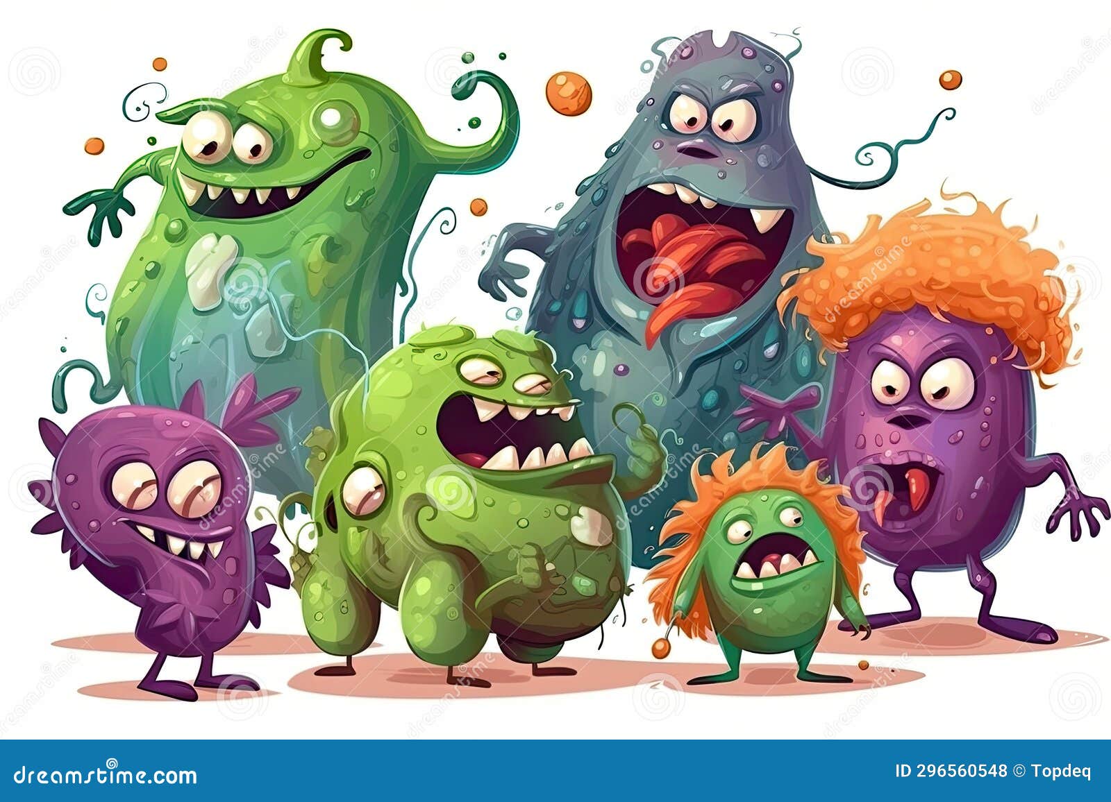 Colorful Sticker Set of Monster Like Characters Viruses and Bacterias ...