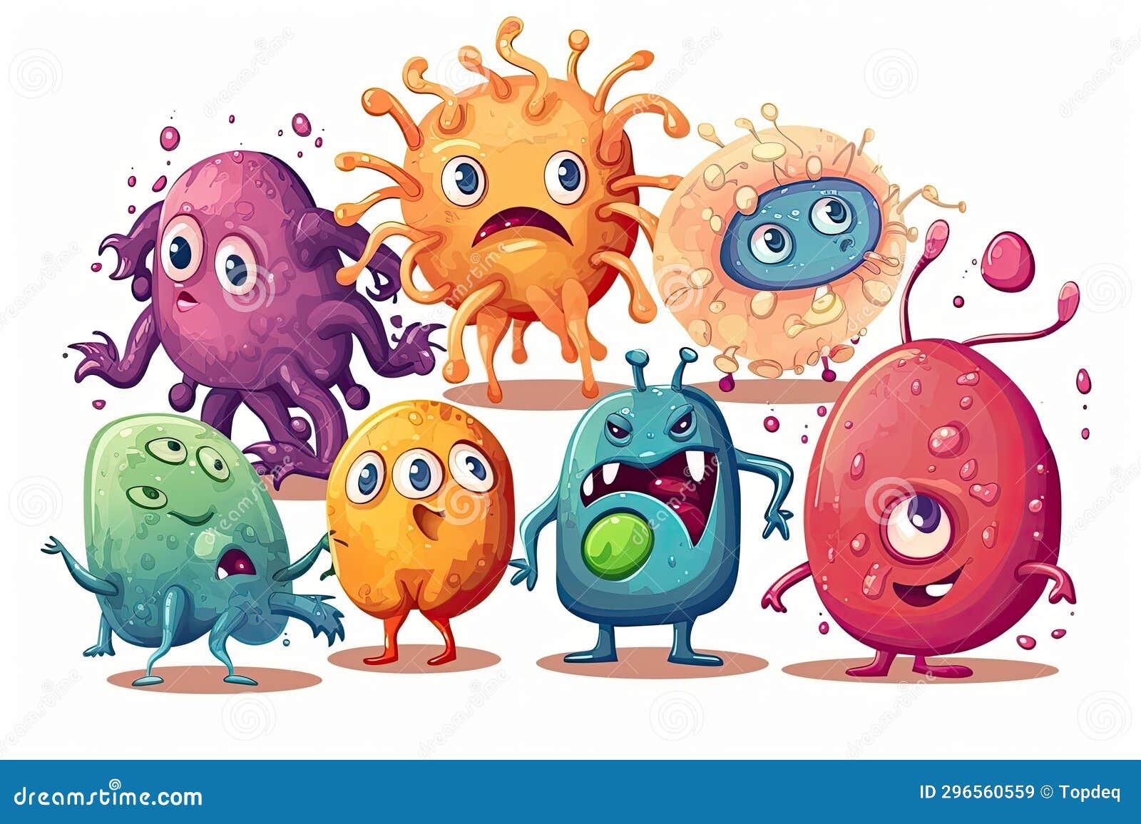 Colorful Sticker Set of Monster Like Characters Viruses and Bacterias ...